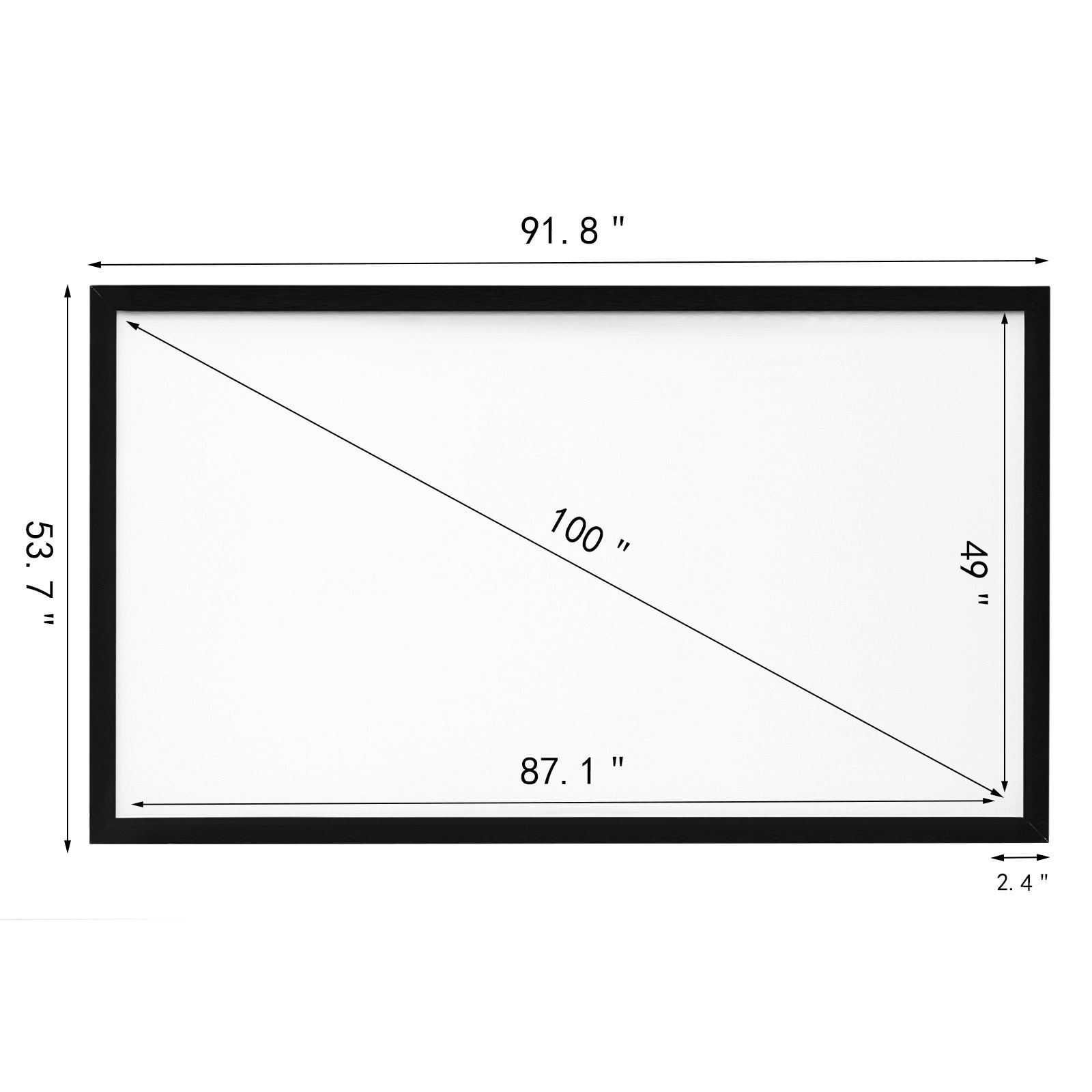 100 16:9 Fixed Frame Projector Screen Hd 4k Home Theatre 3d Great ...