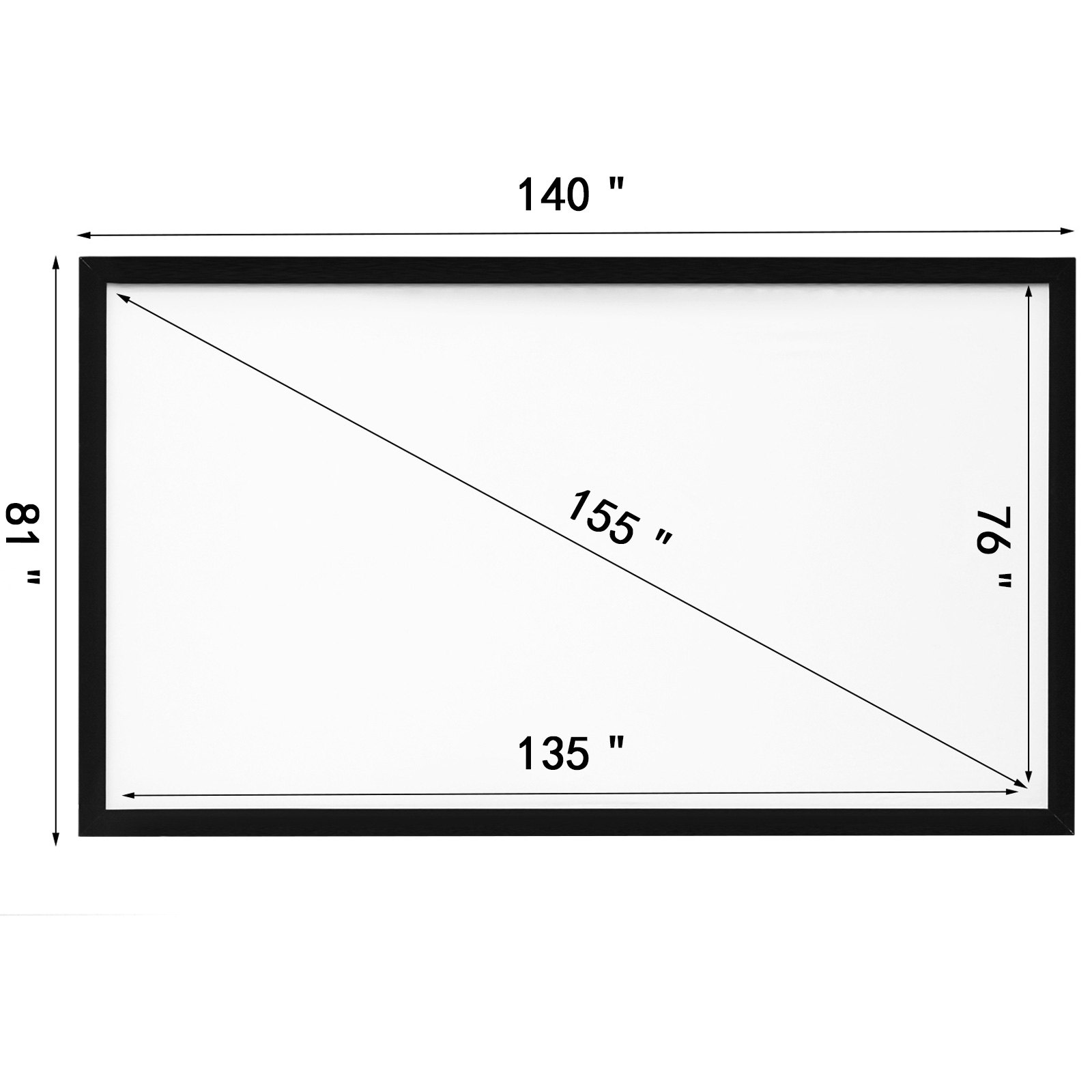 Big 155" Diagonal 16:9 HD Projector Screen Home Theater Outdoor Use ...