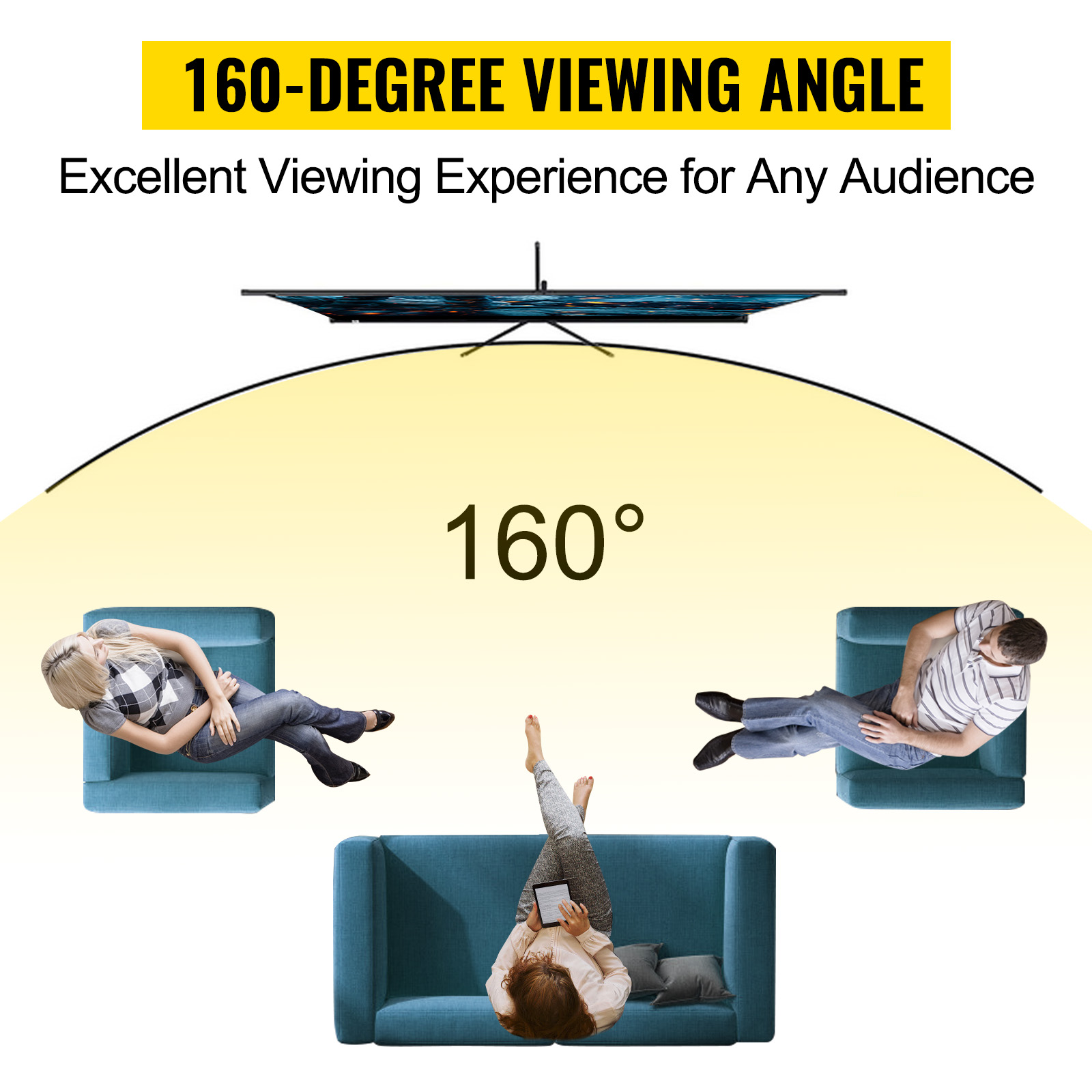 VEVOR VEVOR 100" Tripod Projector Screen with Stand 4K HD 16:9 Home ...