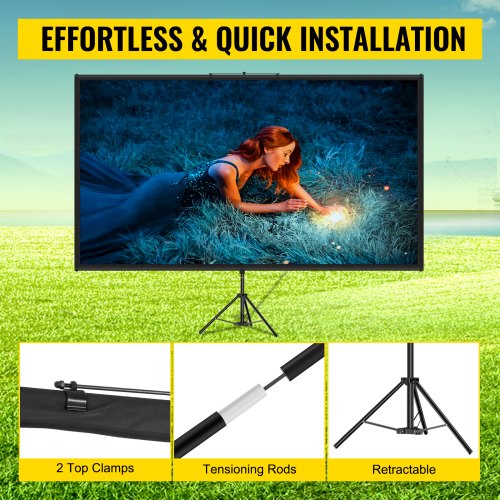 VEVOR Tripod Projector Screen with Stand 110inch 16:9 4K HD Projection ...