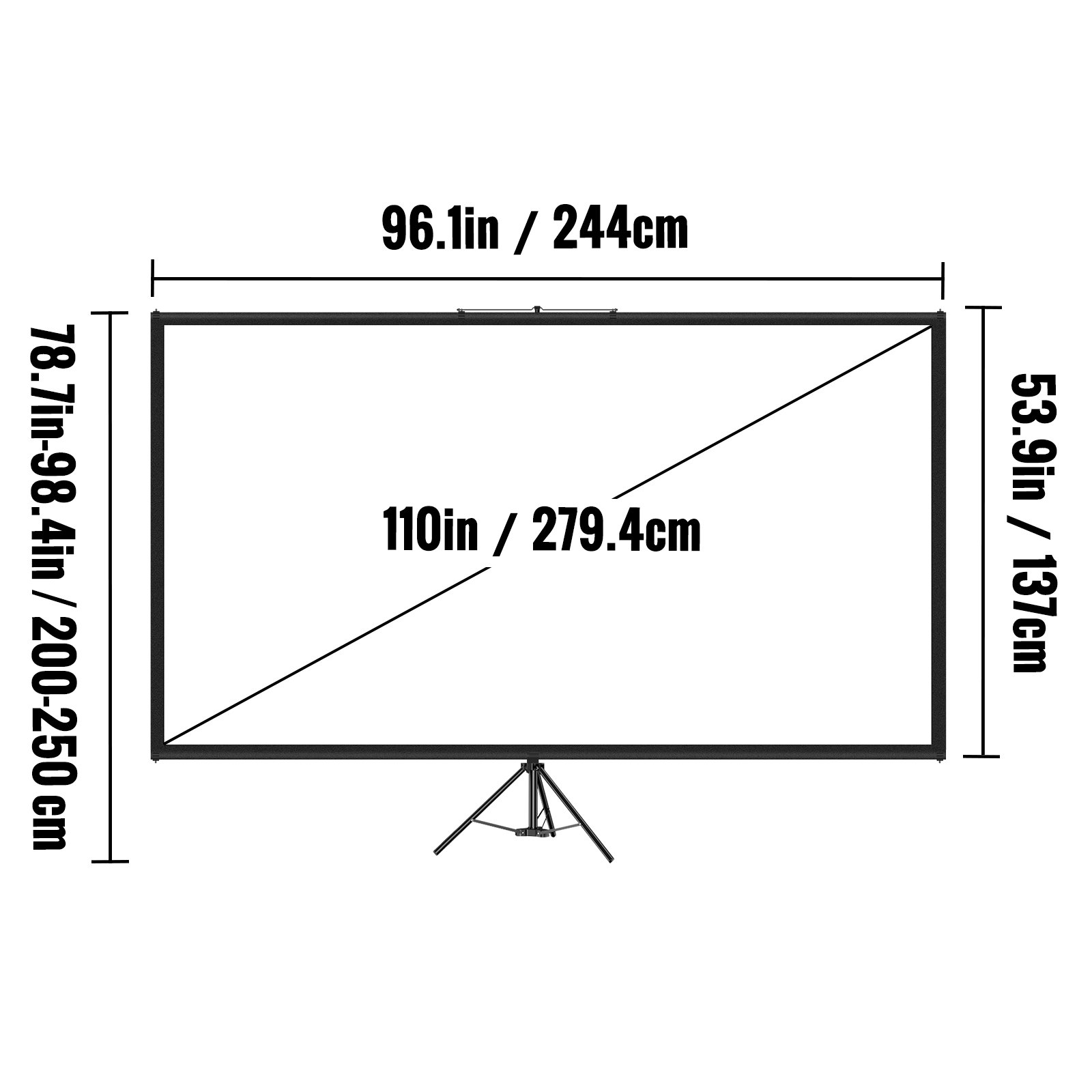 VEVOR Tripod Projector Screen with Stand 110inch 16:9 4K HD Projection ...