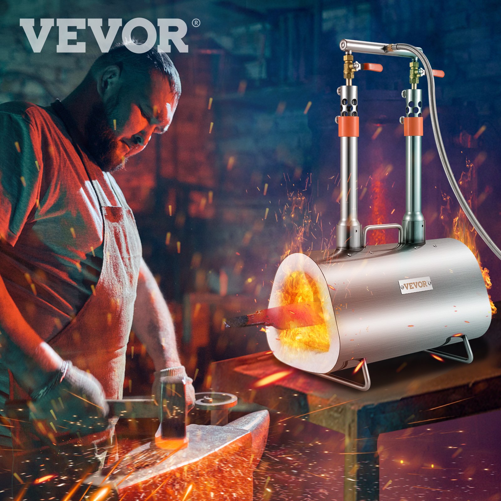 VEVOR Propane Forge Portable, Double Burner Tool and Knife Making ...