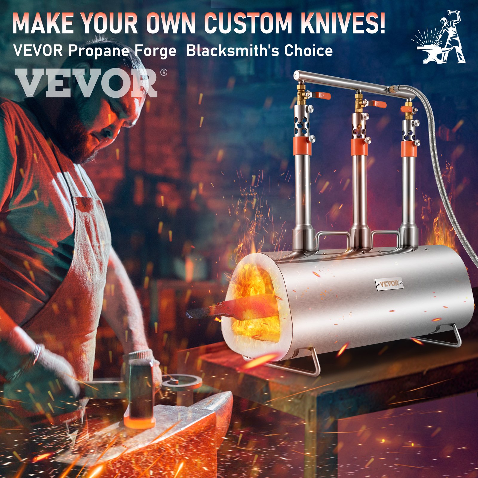 VEVOR Forge Portable Portable, Triple Burner Tool and Knife Making ...
