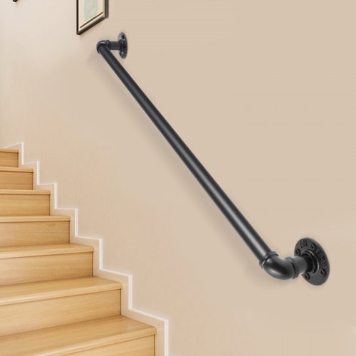 VEVOR Pipe Stair Handrail, 3FT Staircase Handrail, 440LBS Load Capacity ...