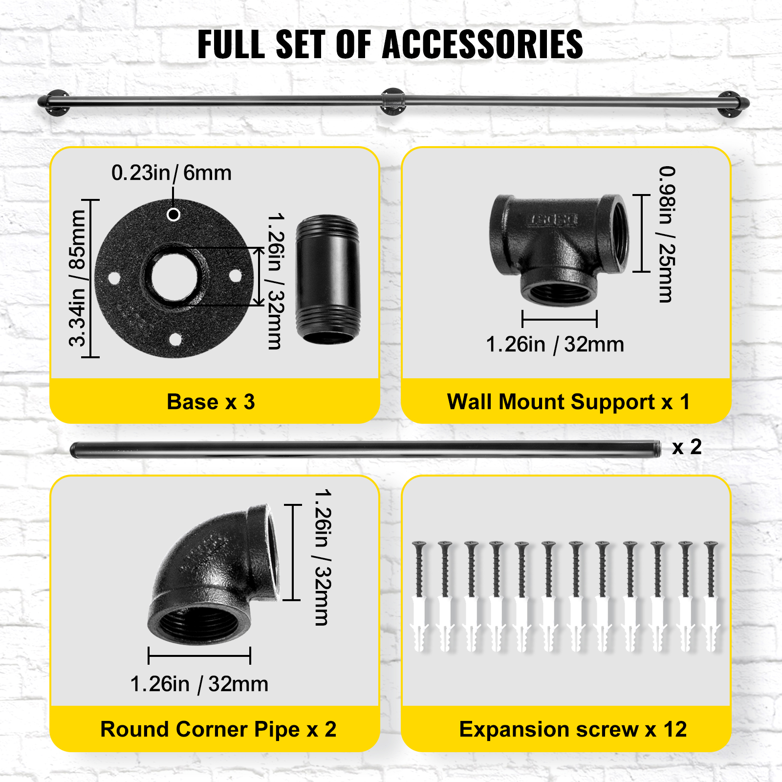 Vevor Pipe Stair Handrail Staircase Handrail 5 Ft Carbon Steel For Wall ...