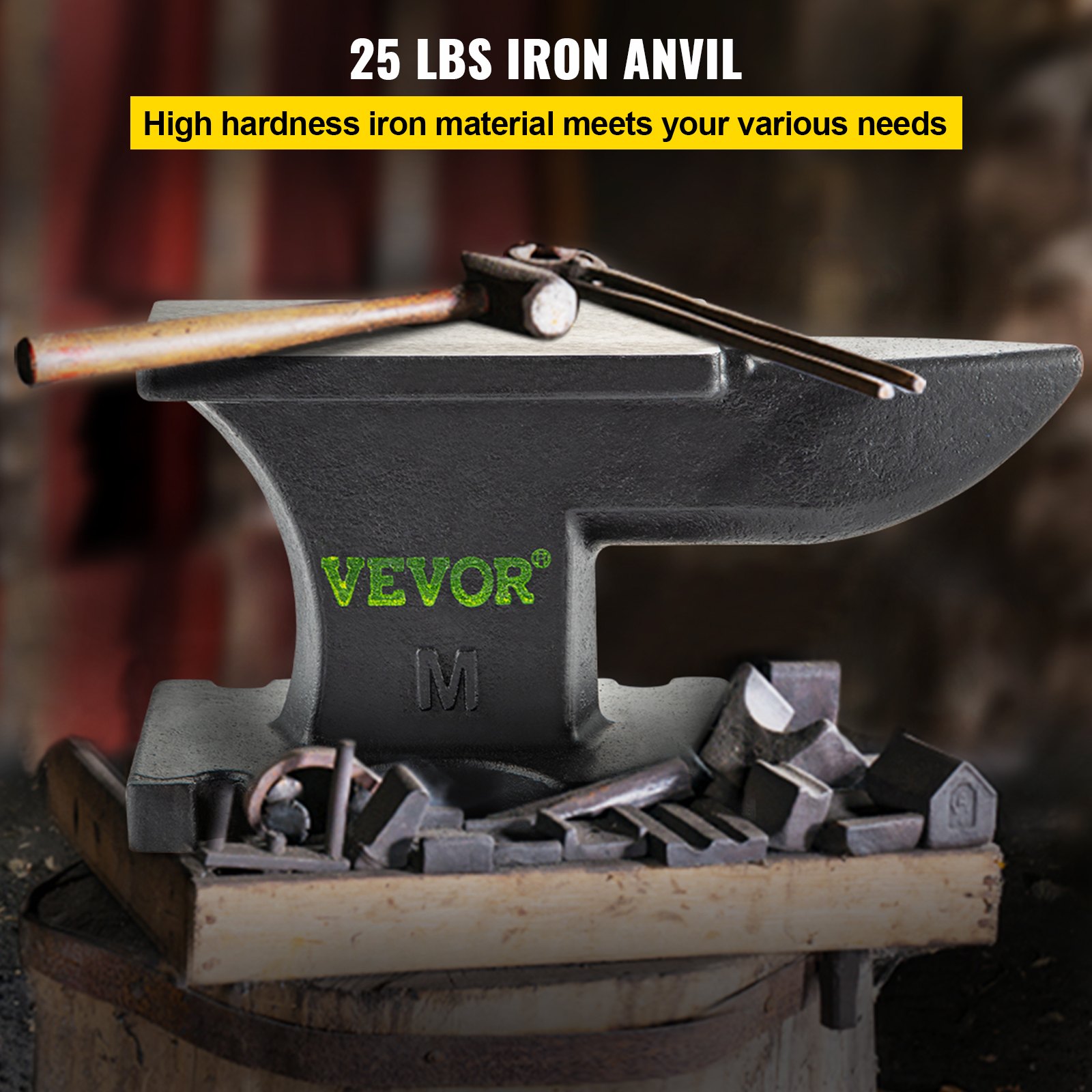VEVOR Cast Iron Anvil, 25 Lbs(11kg) Single Horn Anvil with 6.8 x 3.5 ...