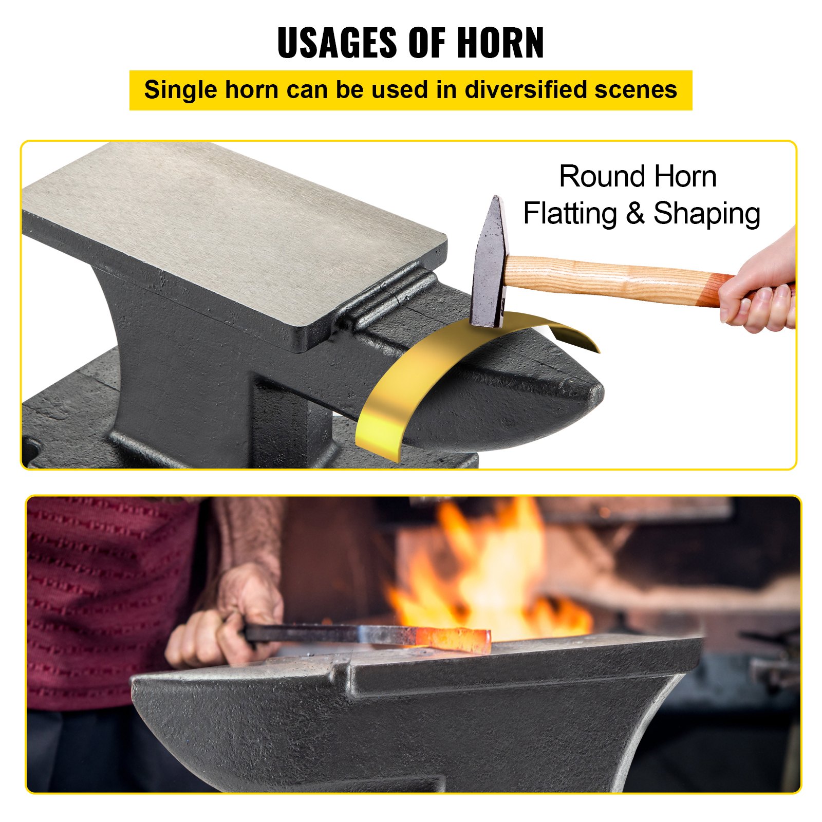 VEVOR Cast Iron Anvil, 25 Lbs(11kg) Single Horn Anvil with 6.8 x 3.5 ...