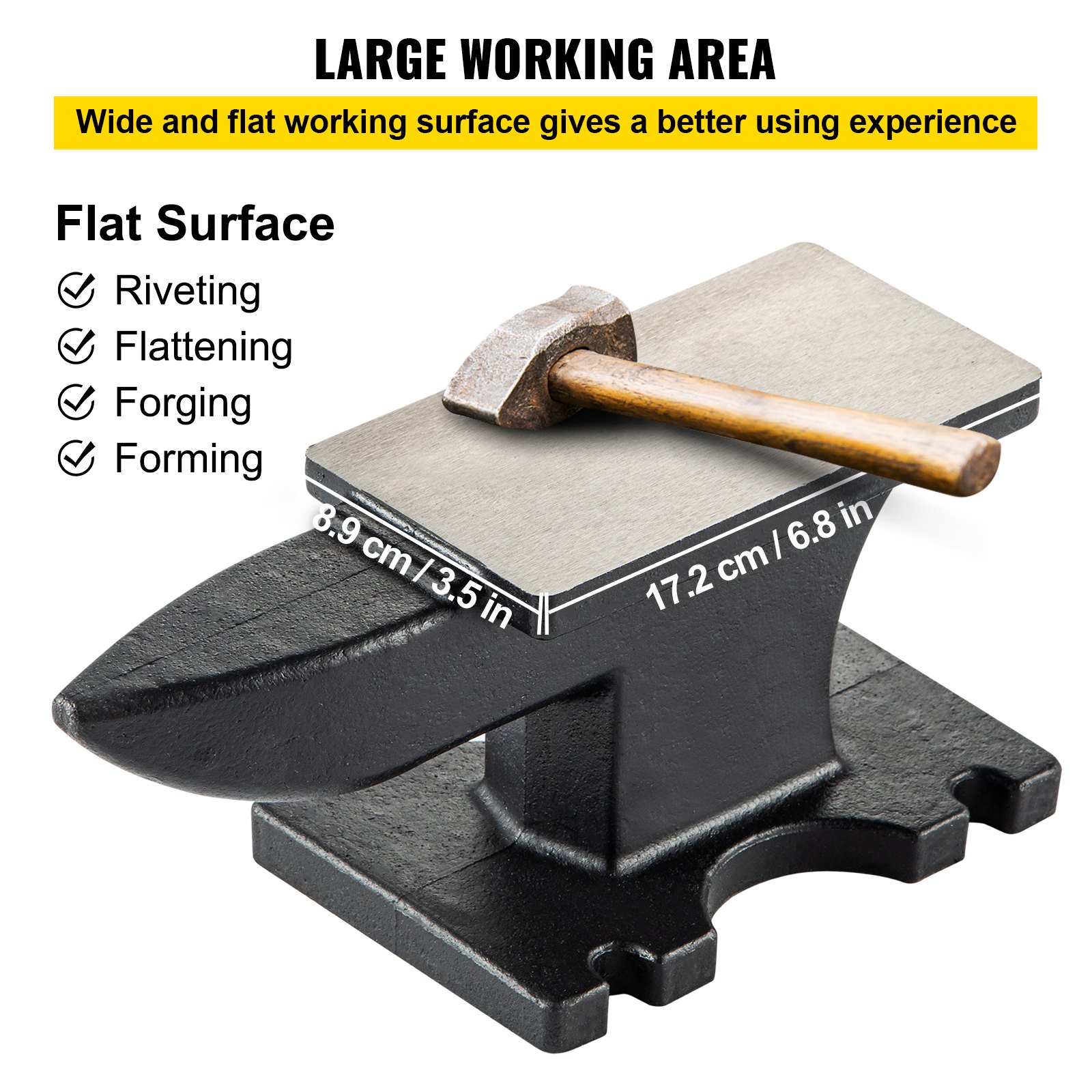 VEVOR Cast Iron Anvil, 25 Lbs(11kg) Single Horn Anvil with 6.8 x 3.5 ...