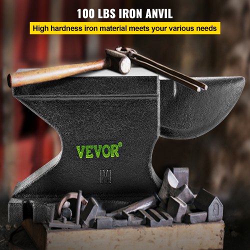 VEVOR Cast Iron Anvil, 100 Lbs(45kg) Single Horn Anvil with 10.4 x 5 in ...