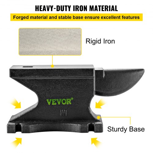 VEVOR Cast Iron Anvil, 55 Lbs(25kg) Single Horn Anvil with 8.6 x 4.1 ...