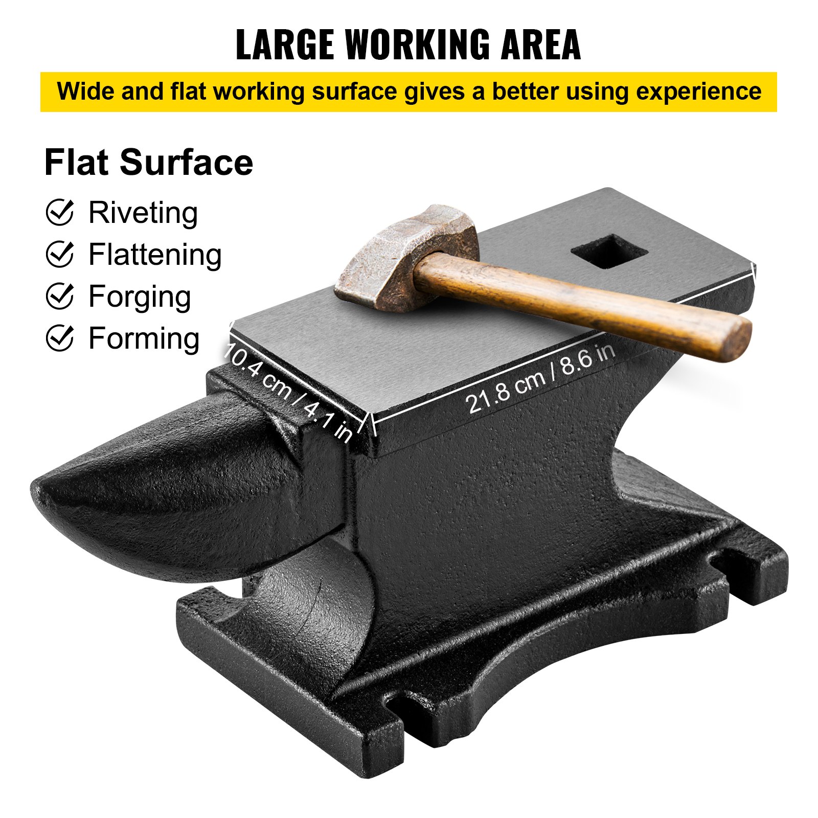 VEVOR Cast Iron Anvil, 55 Lbs(25kg) Single Horn Anvil with 8.6 x 4.1 ...