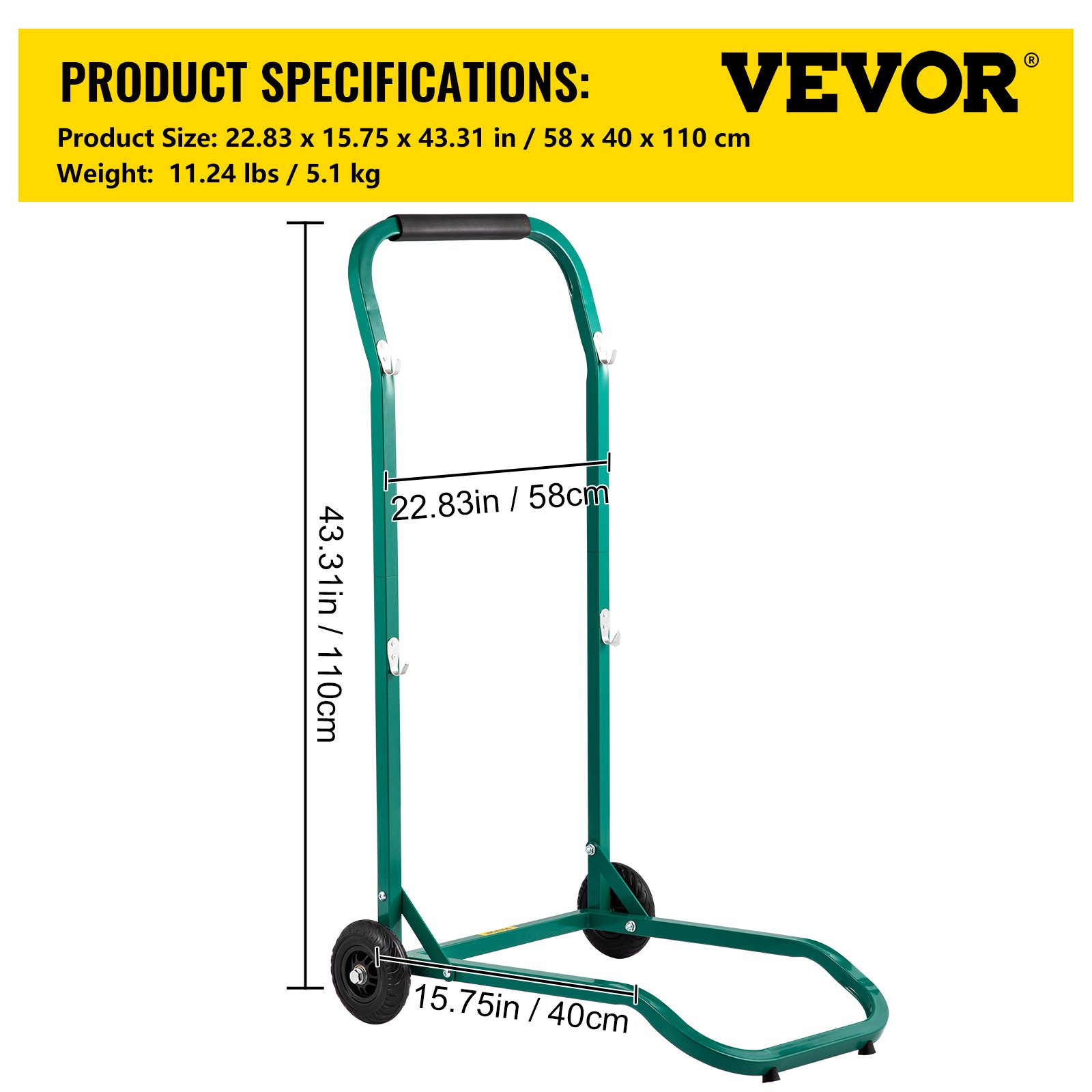 VEVOR Heavy-Duty Steel Recycling Cart, 22.8 x 15.7 in Moving Bin Cart w ...