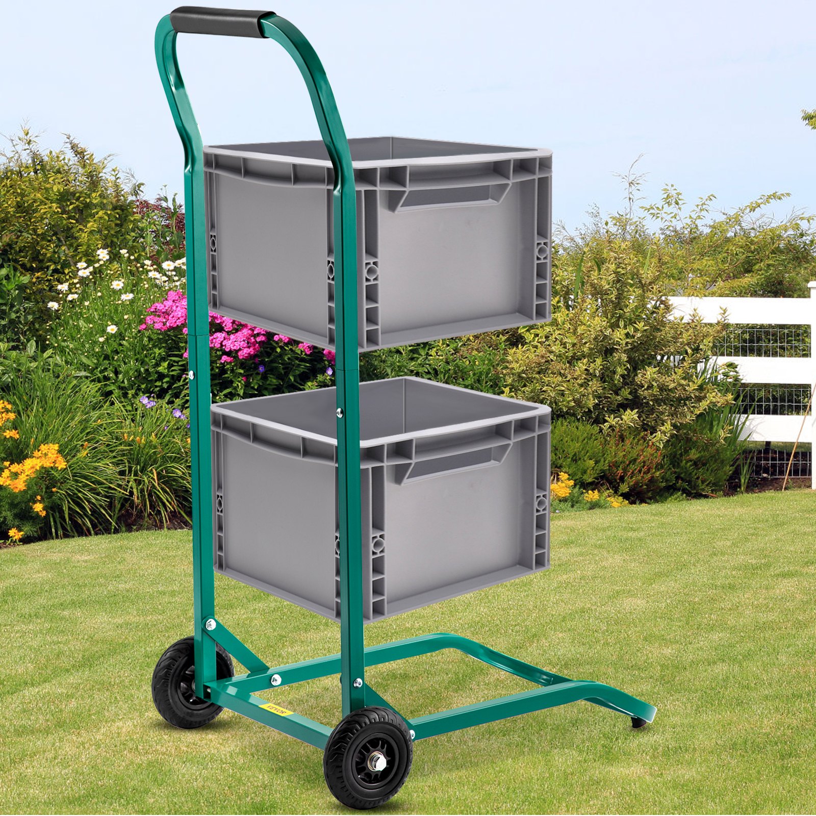 VEVOR Heavy-Duty Steel Recycling Cart, 22.8 x 15.7 in Moving Bin Cart w ...