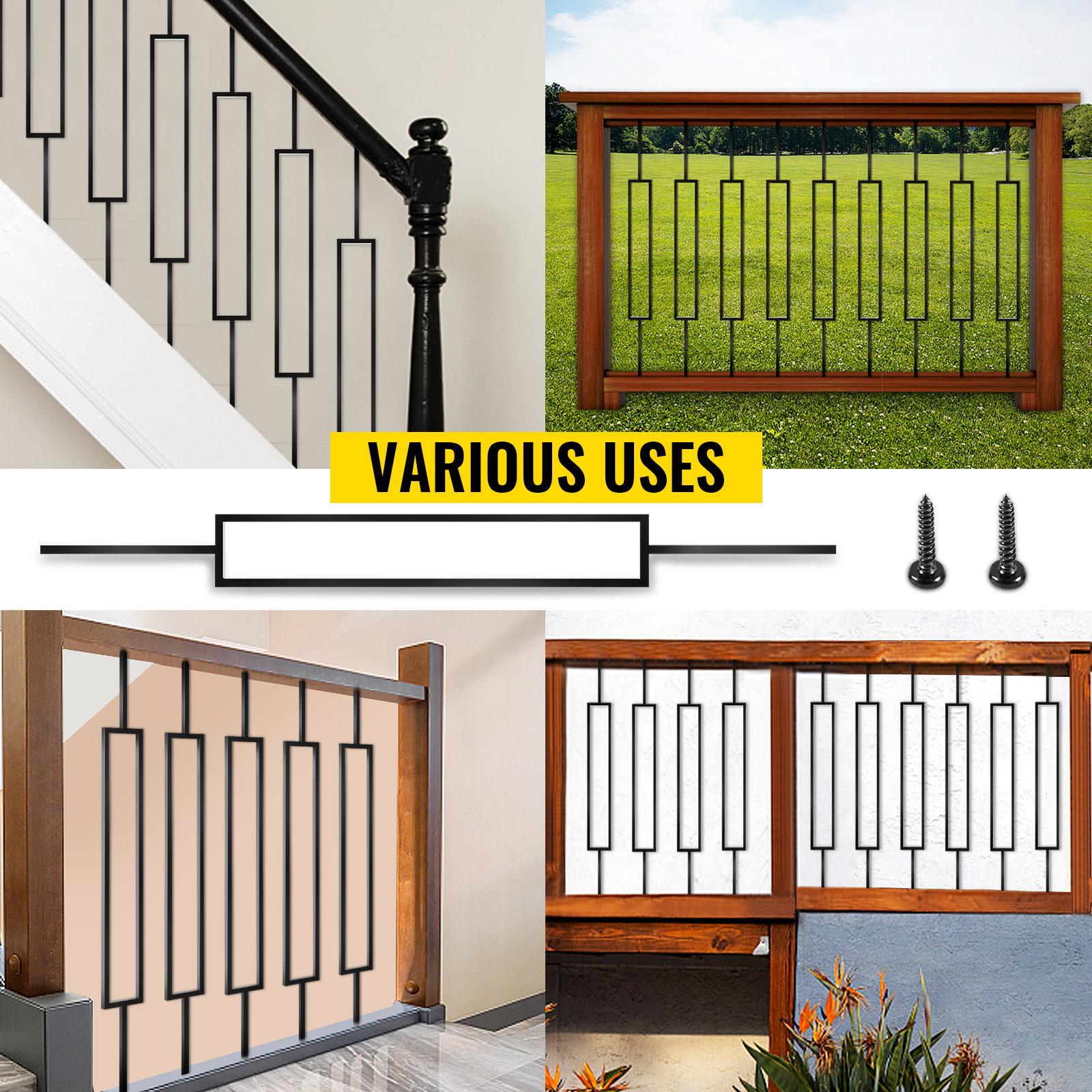 VEVOR Deck Balusters, 10 Pack Metal Deck Spindles, 44"x0.5" Staircase ...