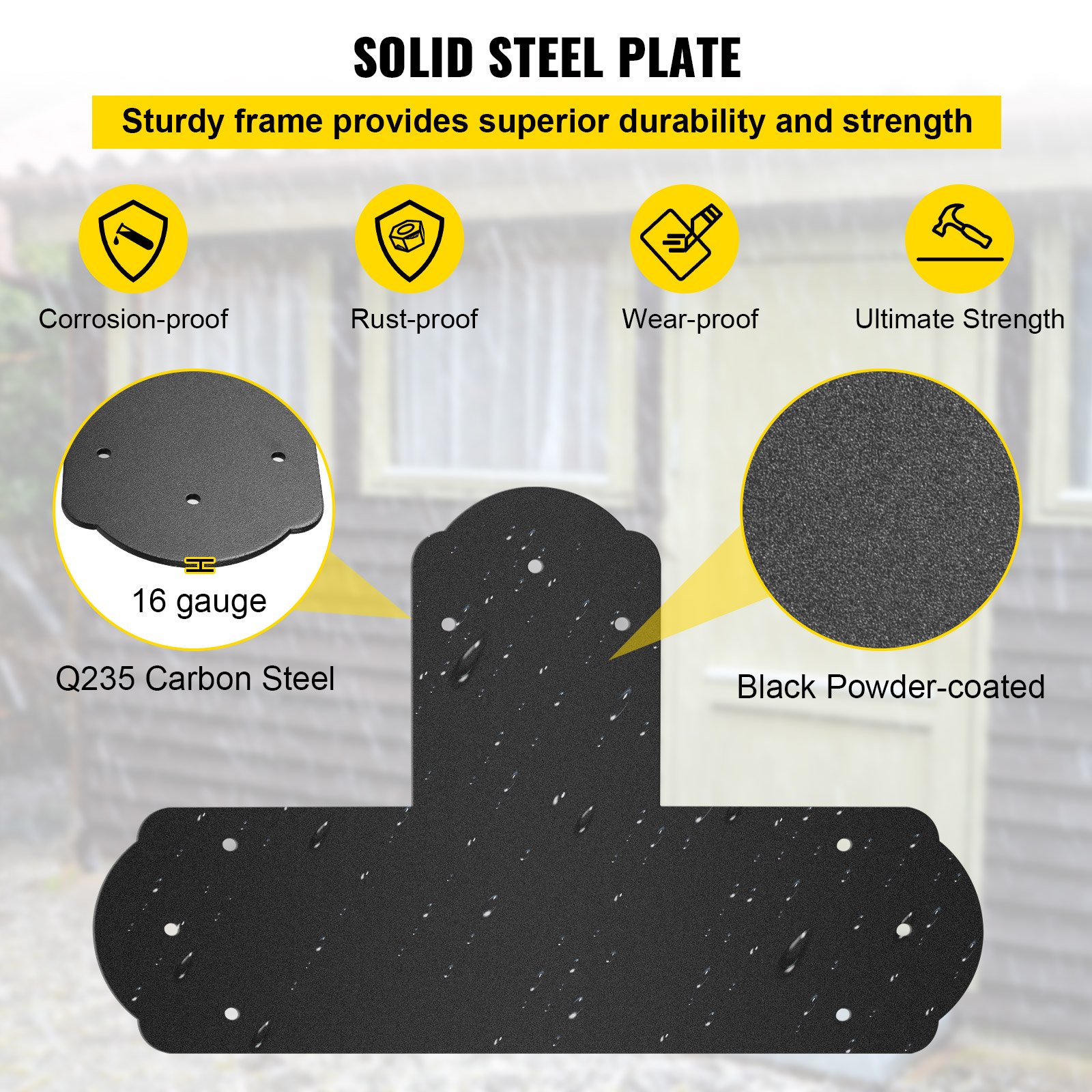 VEVOR Black T Bracket, 6'' x 6'', 8 PCs Black Powder-Coated T Mending ...
