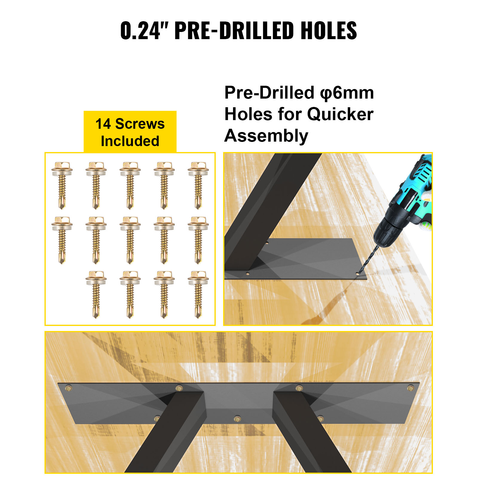 VEVOR Metal Table Legs 28 x 17.7 inch A-Shaped Desk Legs Set of 2 Heavy ...