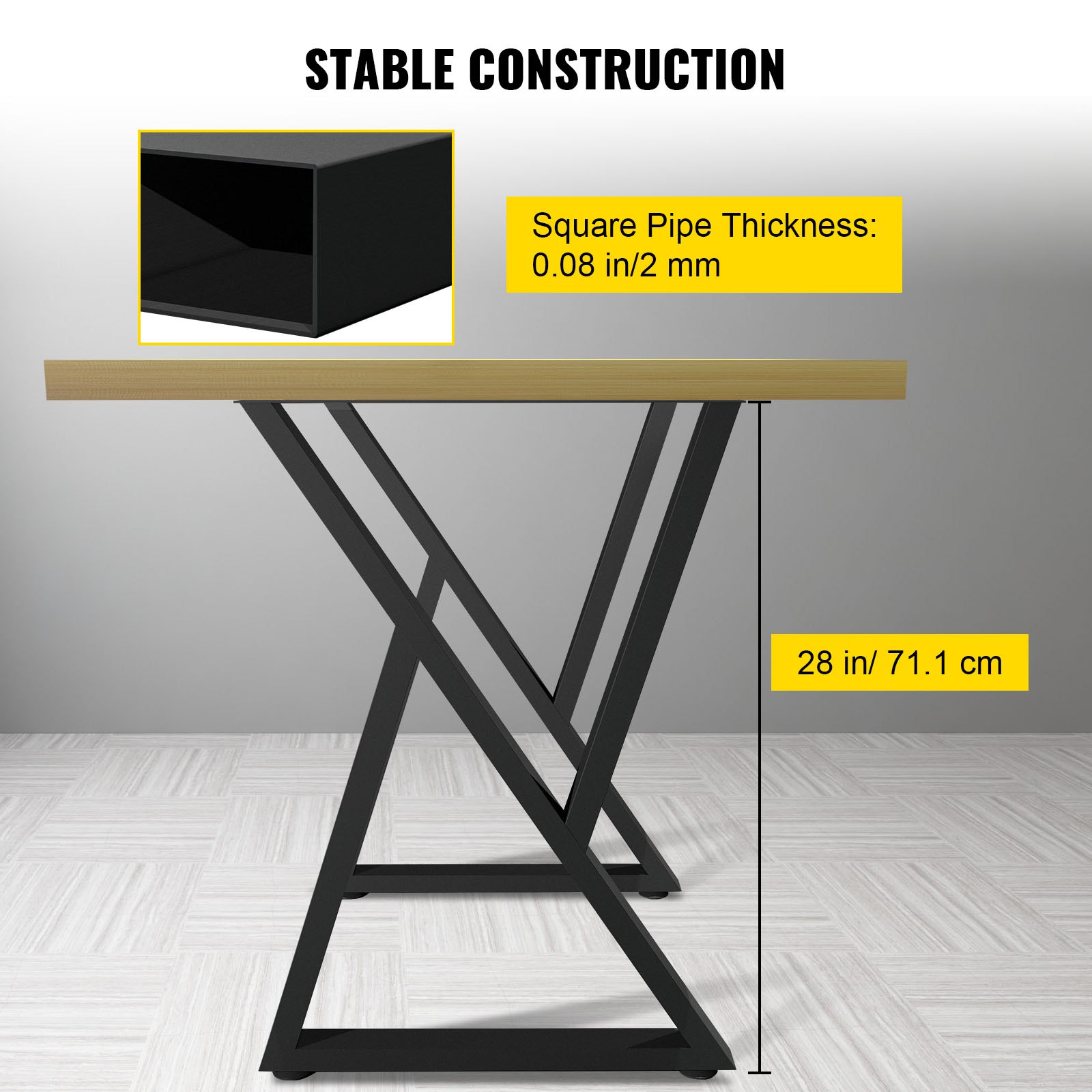 VEVOR Metal Table Legs, 28x18 inch Desk Legs, Set of 2, Heavy Duty ...