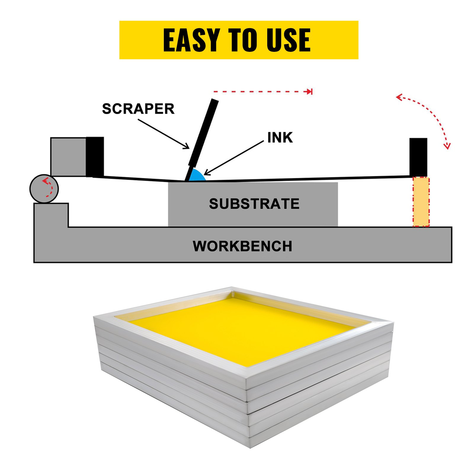 VEVOR 6 Pack 20"x24" Aluminum Frame Silk Screen Printing Screens with ...