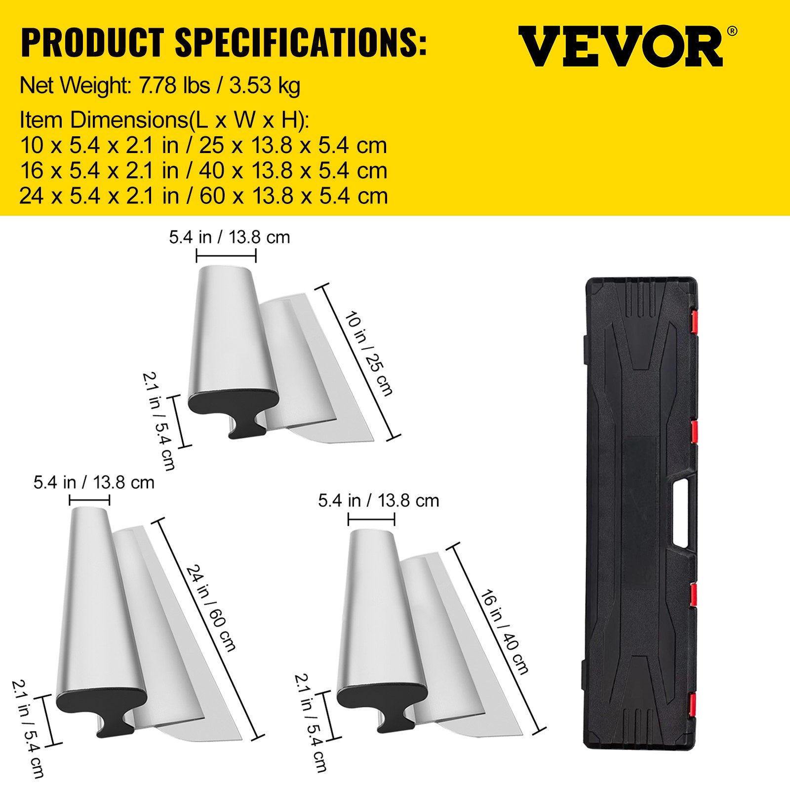 VEVOR Drywall Skimming Blade Putty Knife Combo 10/16/24in Finishing ...