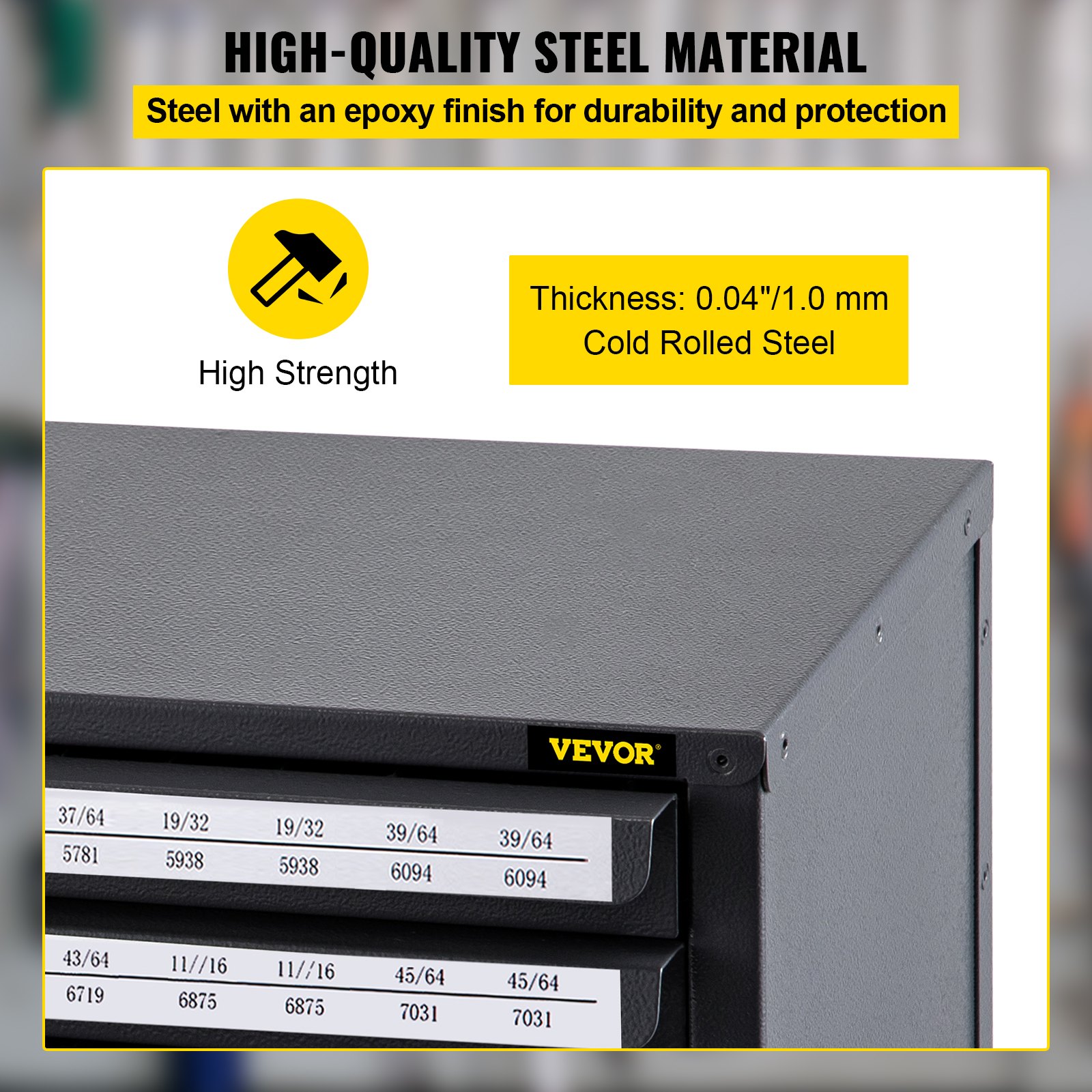 VEVOR Drill Bit Dispenser Cabinet, Five-Drawer Drill Bit Dispenser, 1/2 ...