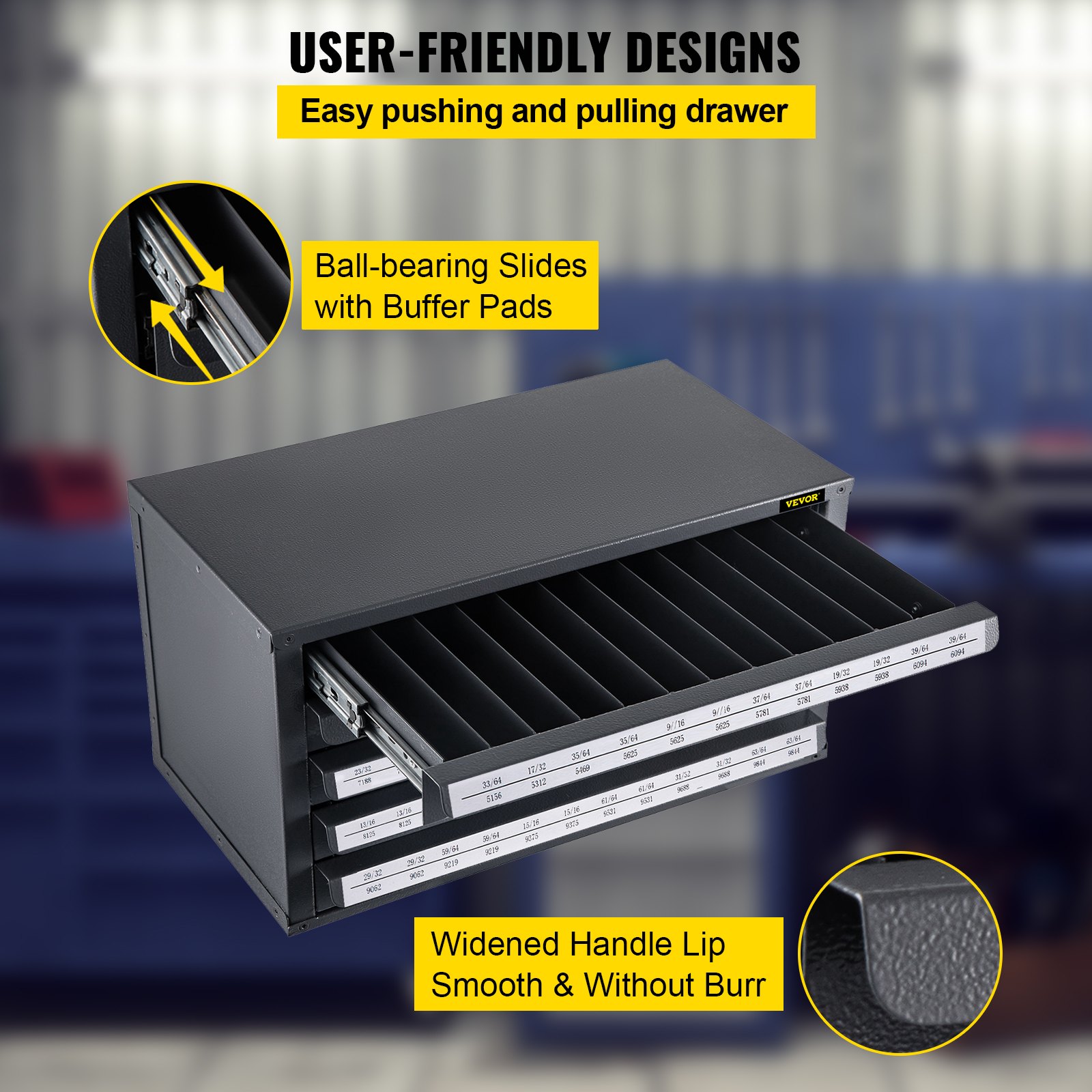 VEVOR Drill Bit Dispenser Cabinet, Five-Drawer Drill Bit Dispenser, 1/2 ...