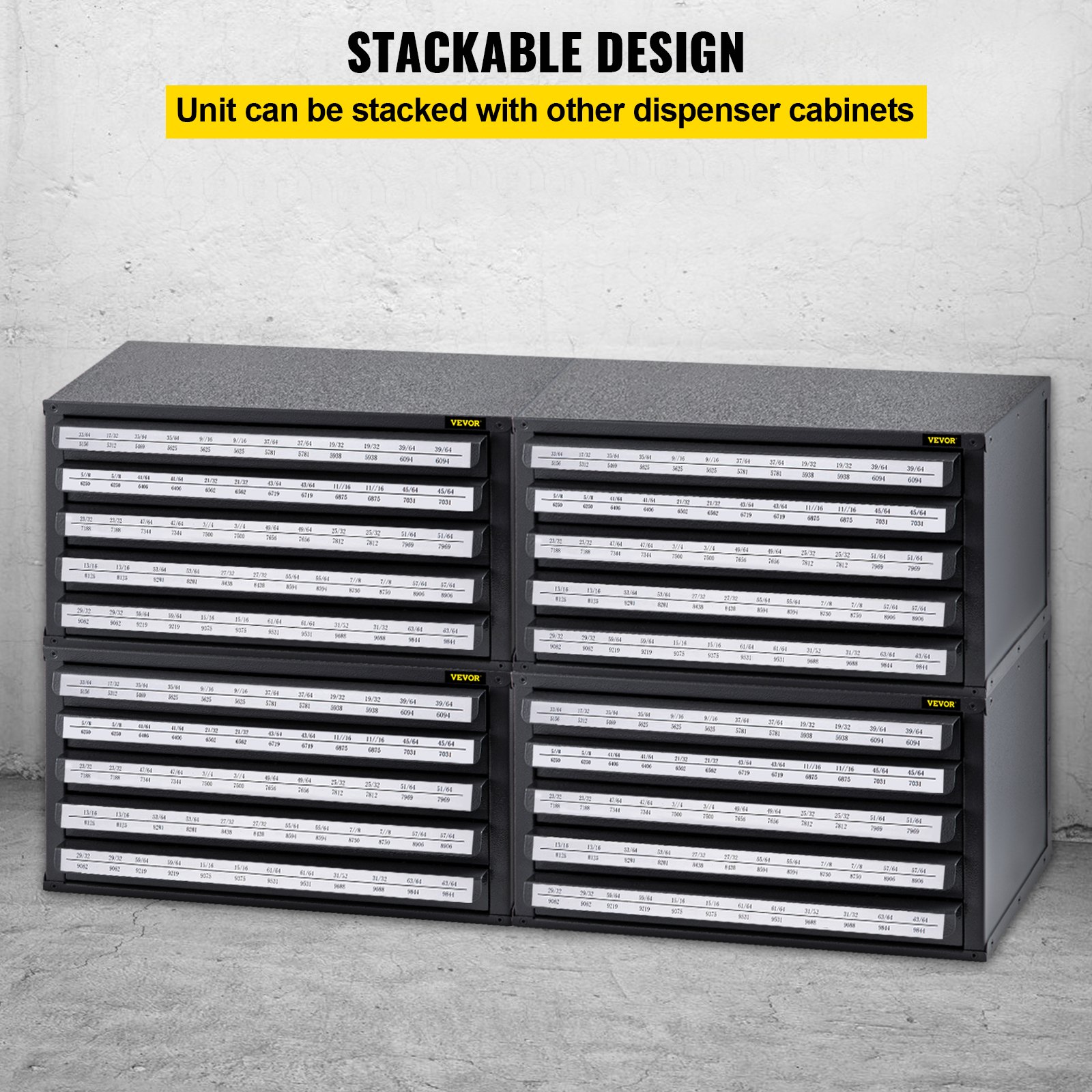 VEVOR Drill Bit Dispenser Cabinet, Five-Drawer Drill Bit Dispenser, 1/2 ...