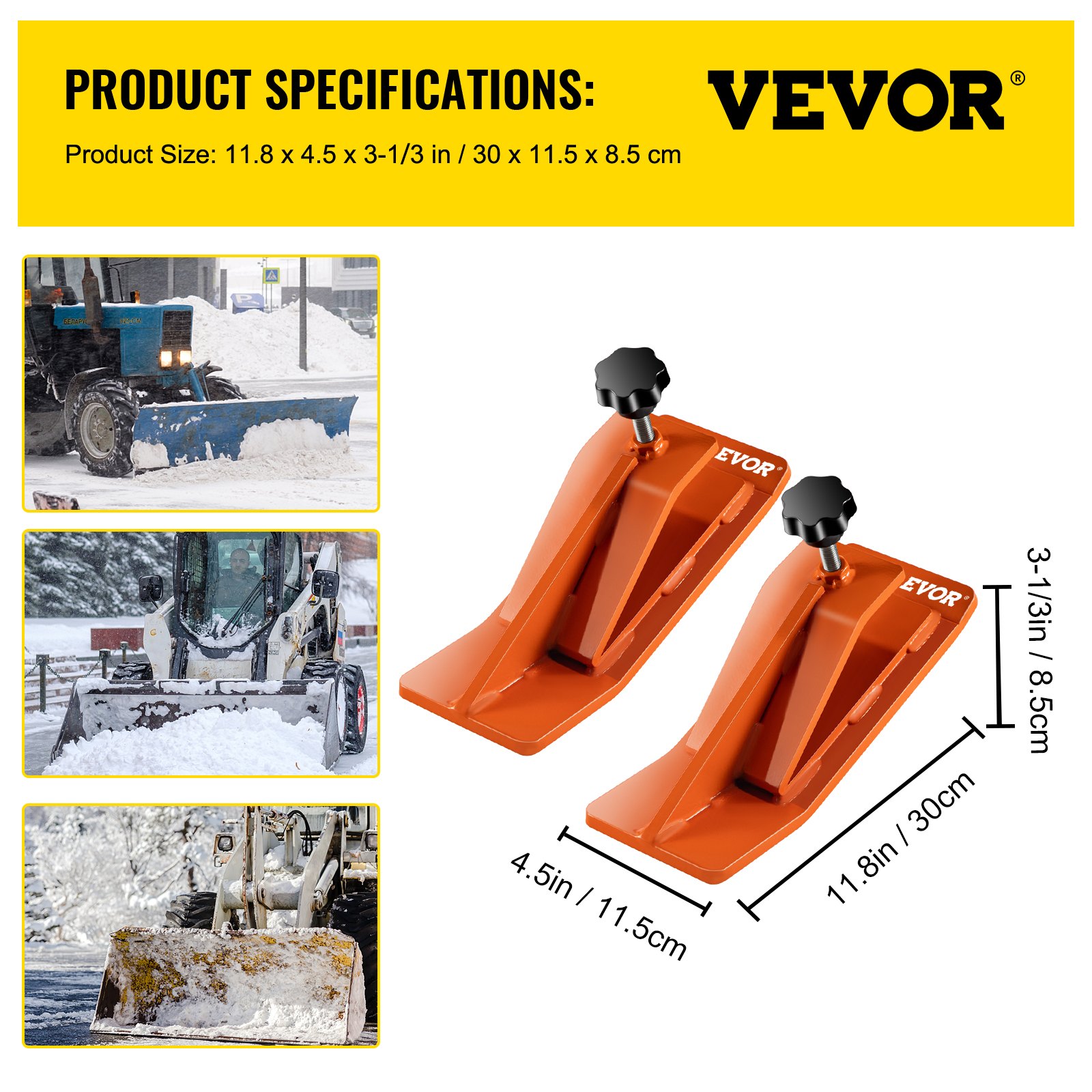 VEVOR Tractor Bucket Protector, 2pcs Ski Edge Protector, 12" Long Turf ...