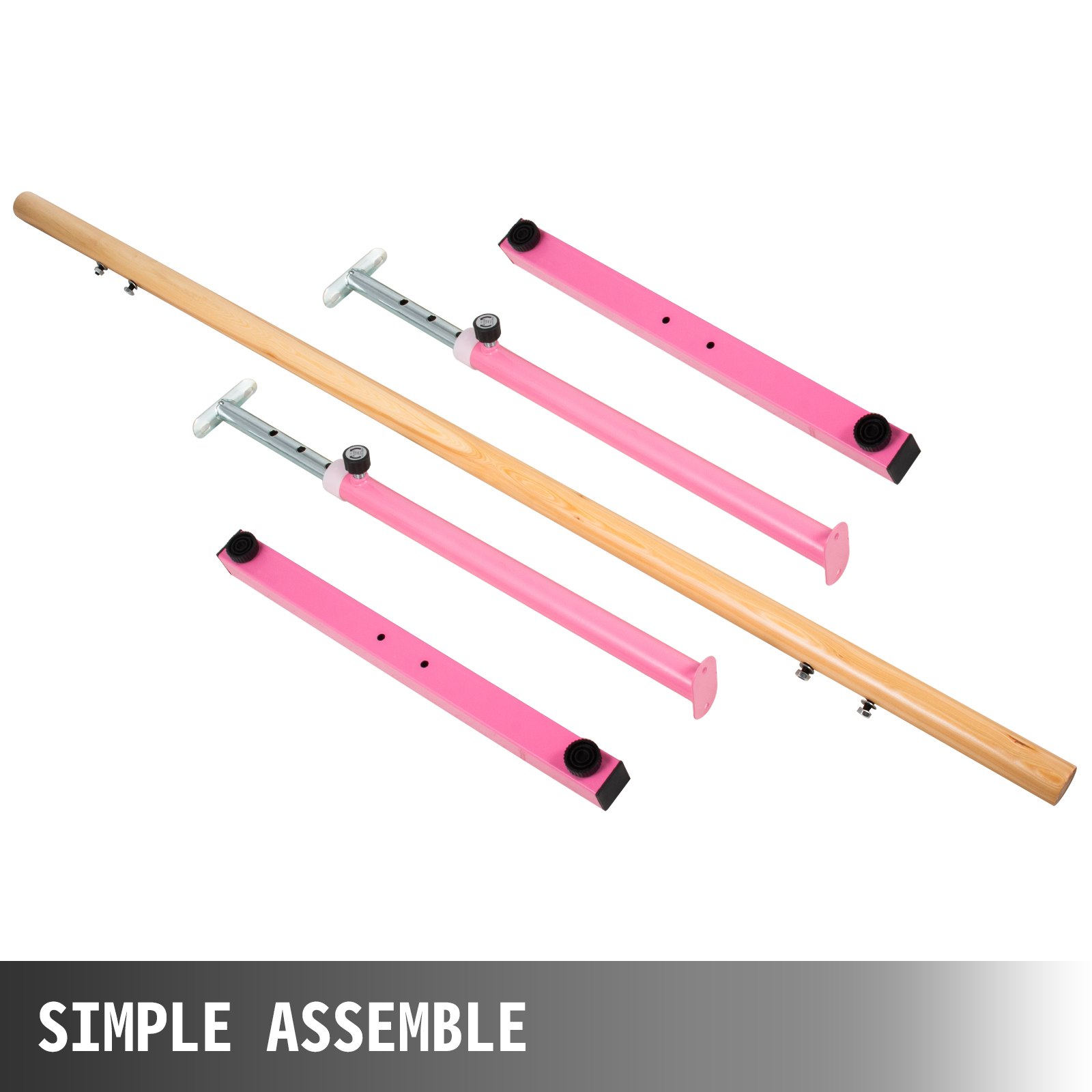 VEVOR 6.5FT Length Single Ballet Barre,Portable Pink Dance Bar ...