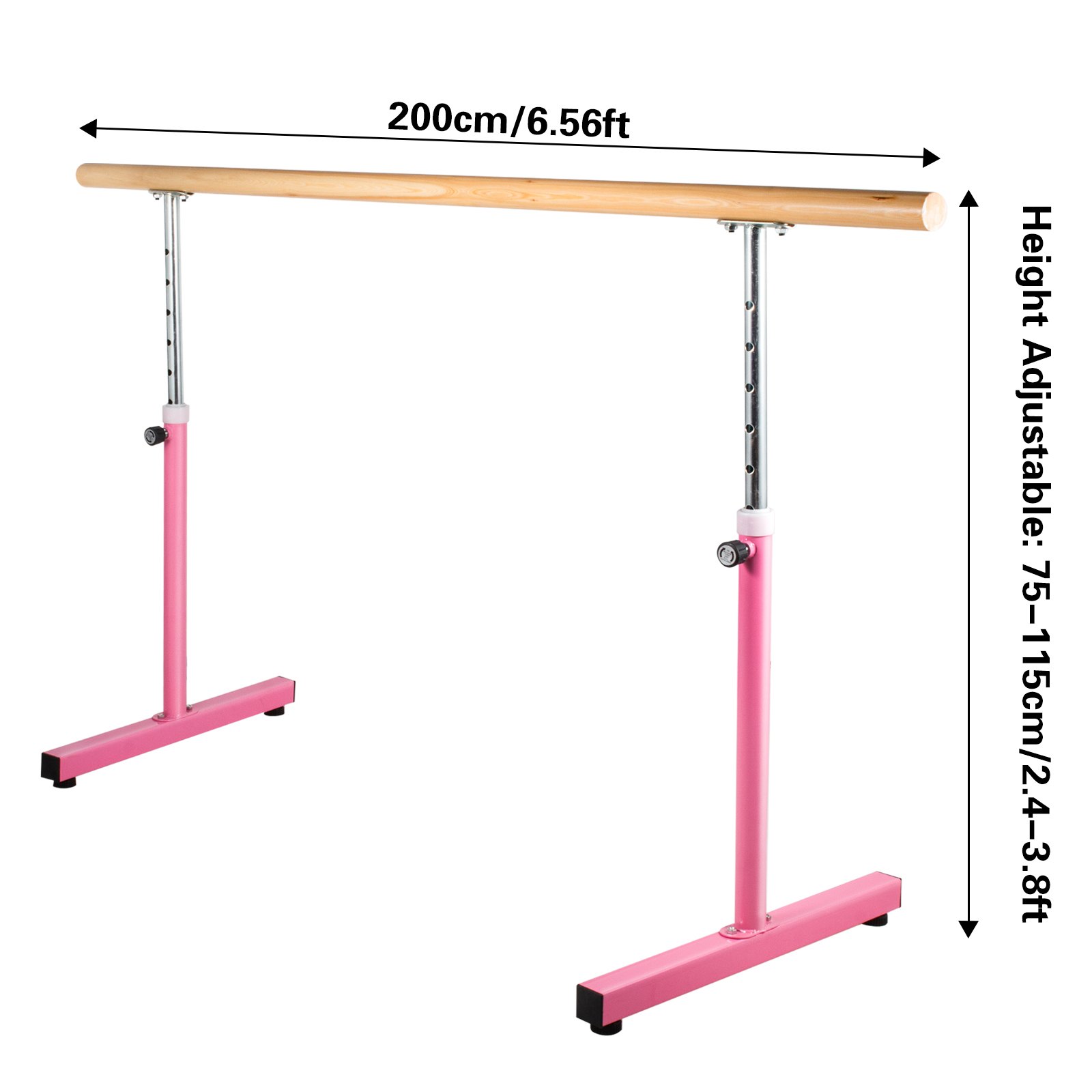 VEVOR 6.5FT Length Single Ballet Barre,Portable Pink Dance Bar ...