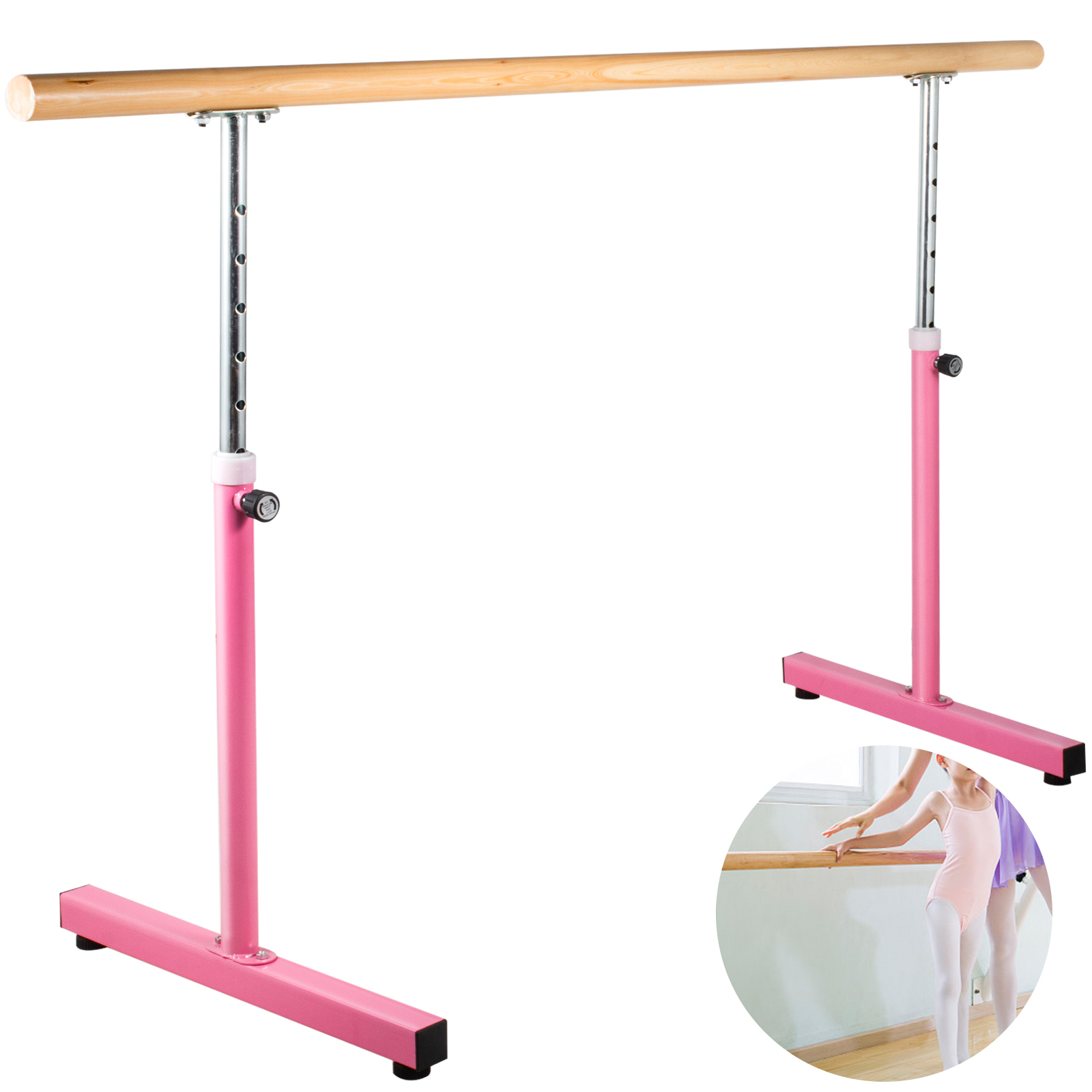 6.5FT Ballet Barre Freestanding Bar Adjustable Single Leg Stretch Dance ...