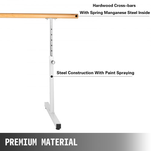 6.5FT Ballet Barre Freestanding Bar Single Leg Stretch Dance Training ...
