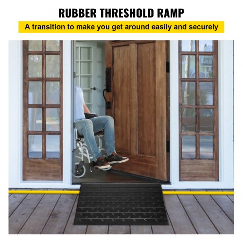 VEVOR Rubber Threshold Ramp, 3" Rise Threshold Ramp Doorway, 3 Channels ...