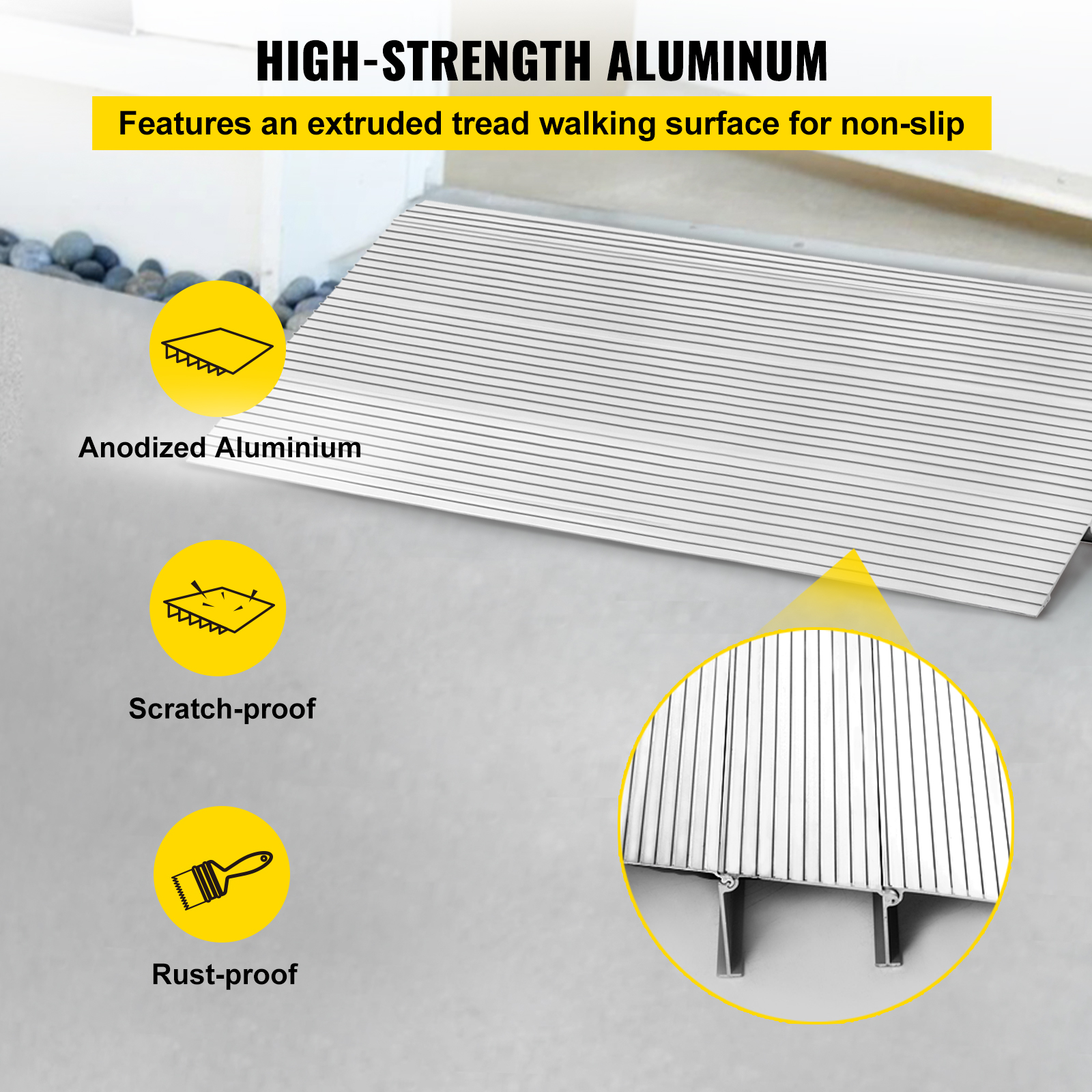 Vevor Transition Entry Ramp Modular Threshold Ramp Aluminum 3" Rise ...