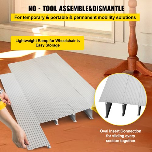 Vevor Transition Entry Ramp Modular Threshold Ramp Aluminum 5" Rise ...
