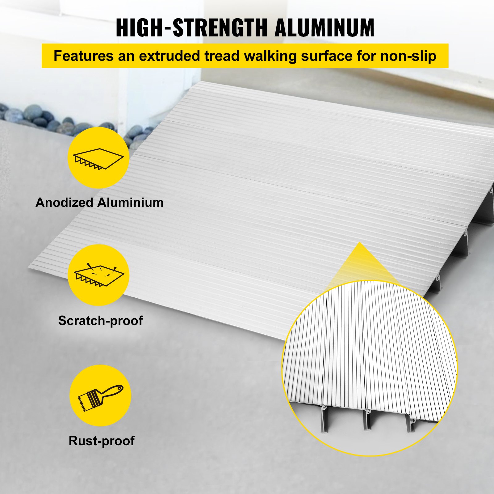 Vevor Transition Entry Ramp Modular Threshold Ramp Aluminum 5" Rise ...