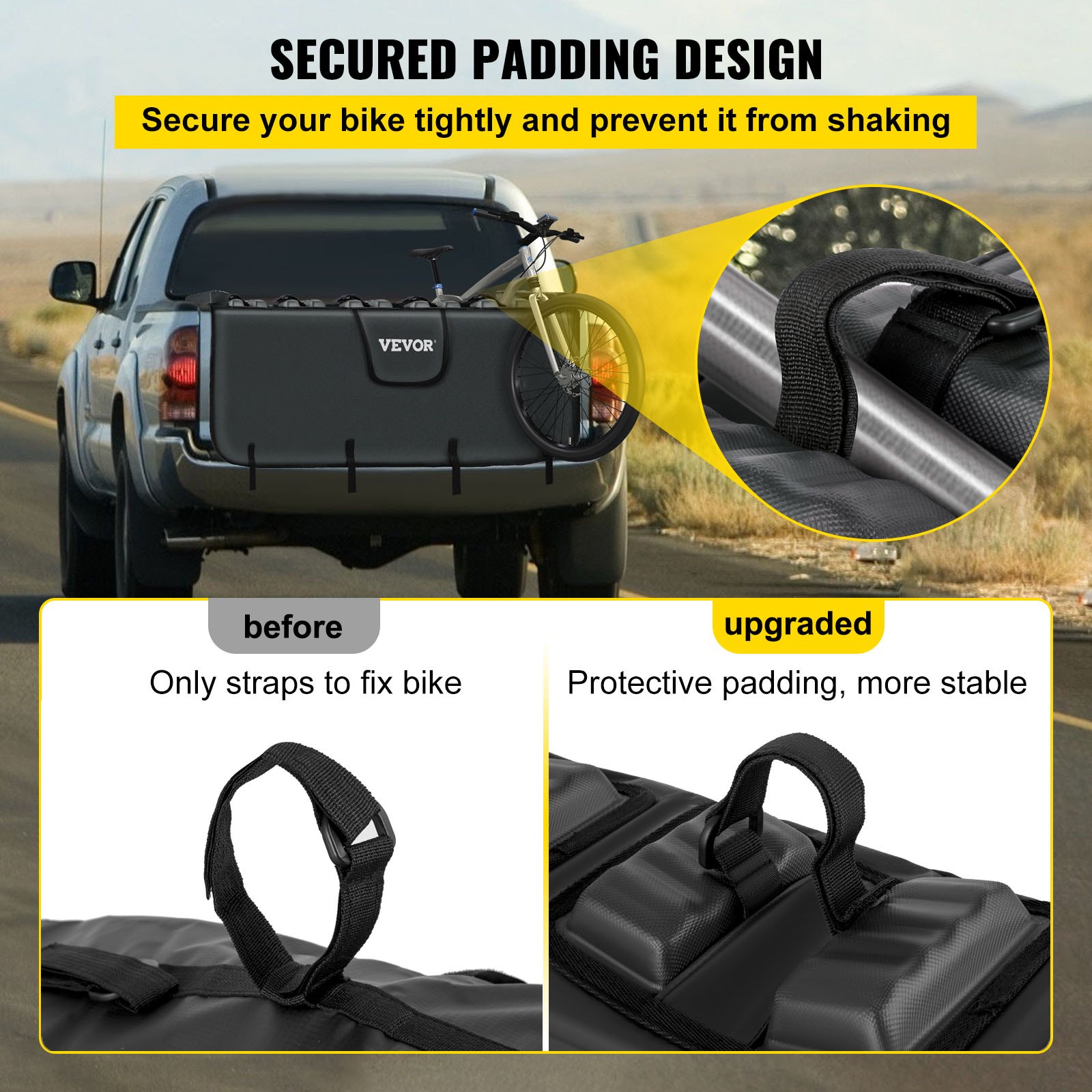 VEVOR Tailgate Pad for Bikes, Tailgate Protection Cover Carries UP to 5 ...