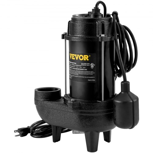 VEVOR Sewage Pump, 3/4 HP 5880 GPH 1050W, Submersible Cast Iron Ejector ...