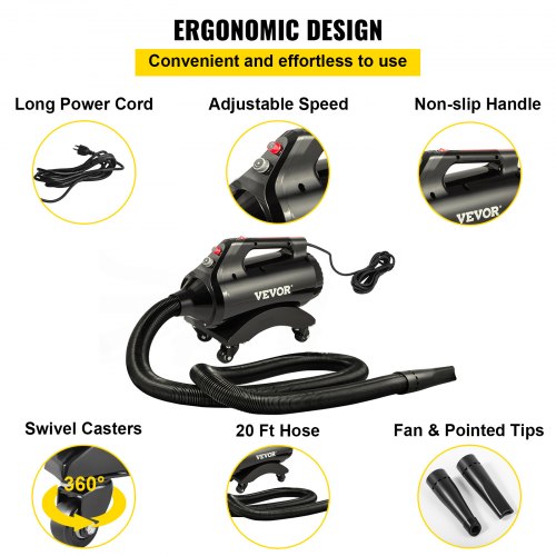 VEVOR Car Dryer Blower 2.1HP,Powerful Car Air blower with 120CFM ...