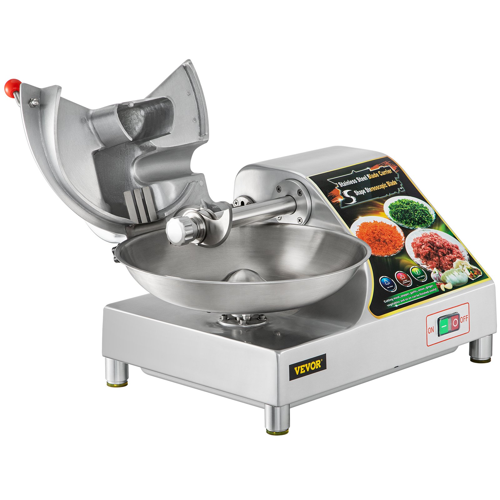 VEVOR 10L Commercial Meat Bowl Cutter Mixer, 400W Multifunctional Meat ...