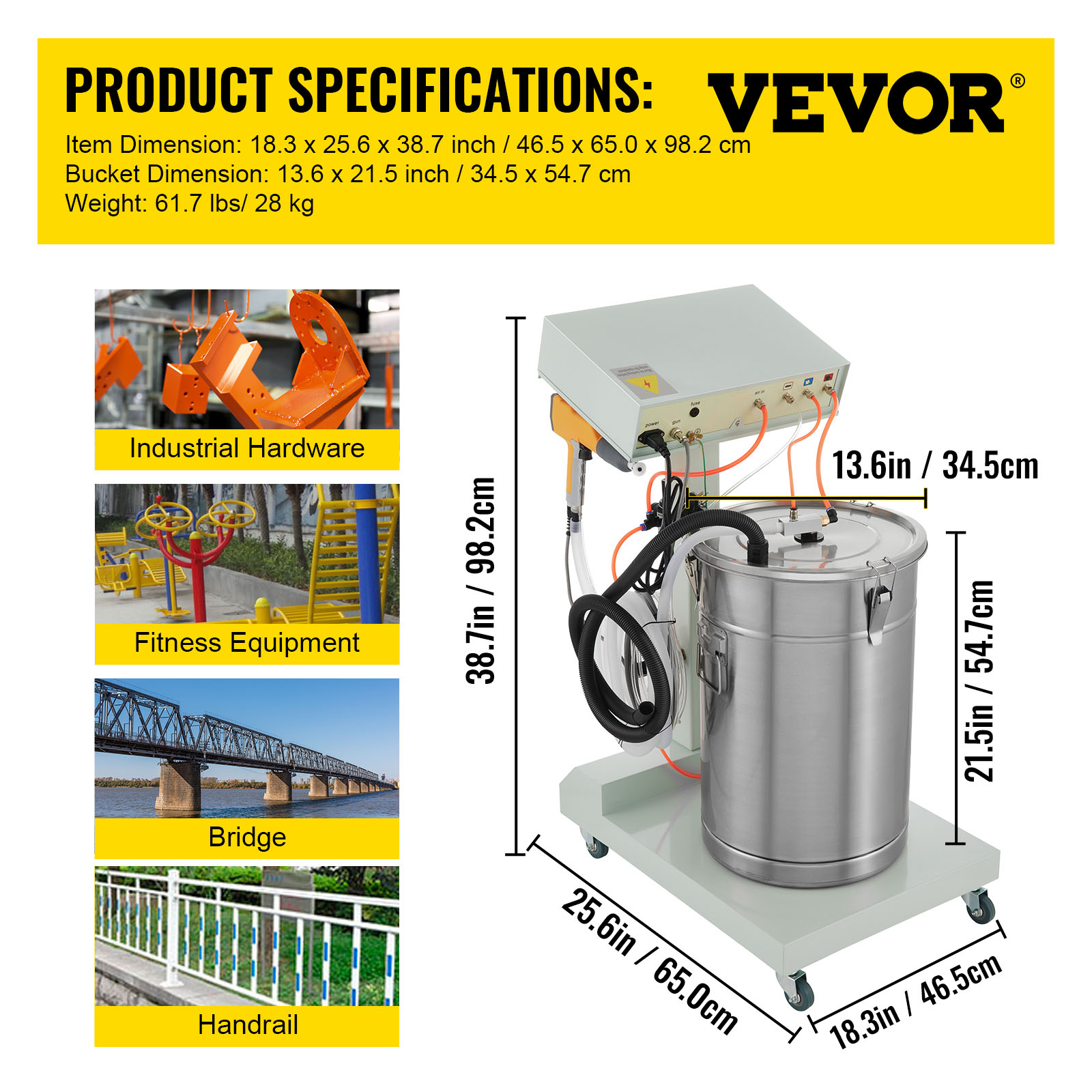 Powder Coating System Machine W/ Tank Spray Paint System 550g/min Wx ...