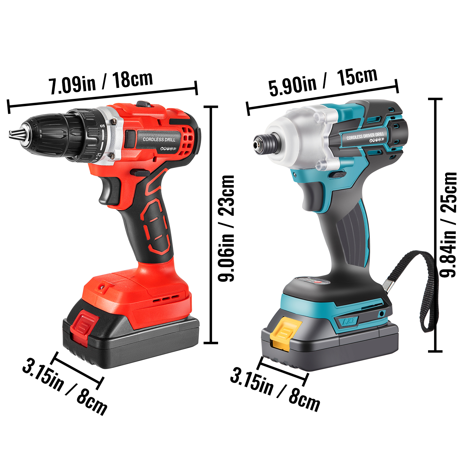 VEVOR Cordless Drill Combo Kit, 20V Max Cordless Drill 2 Speeds, 2/5 ...