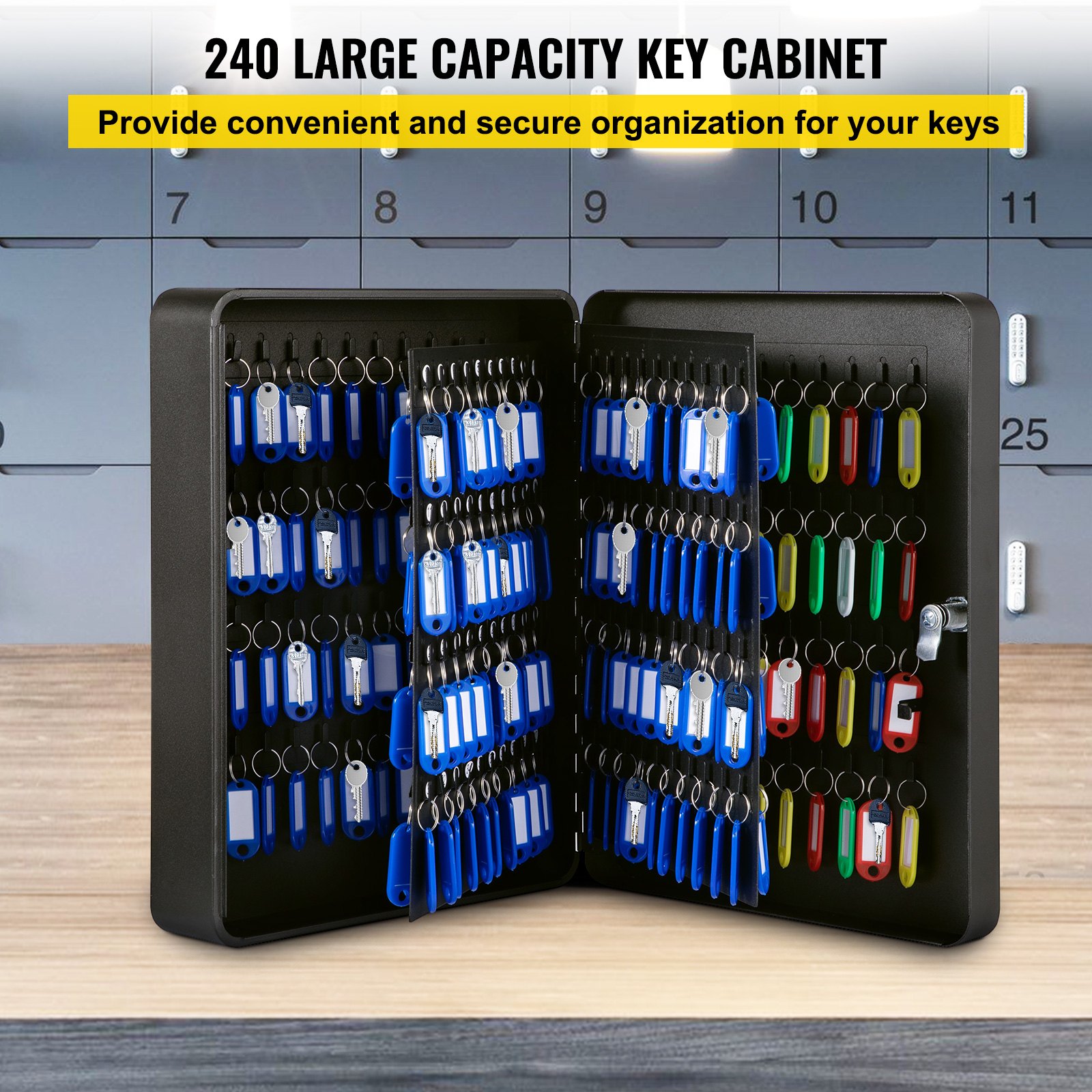 VEVOR Key Cabinet Lock Box 240 Key Capacity Storage Cabinet Black ...