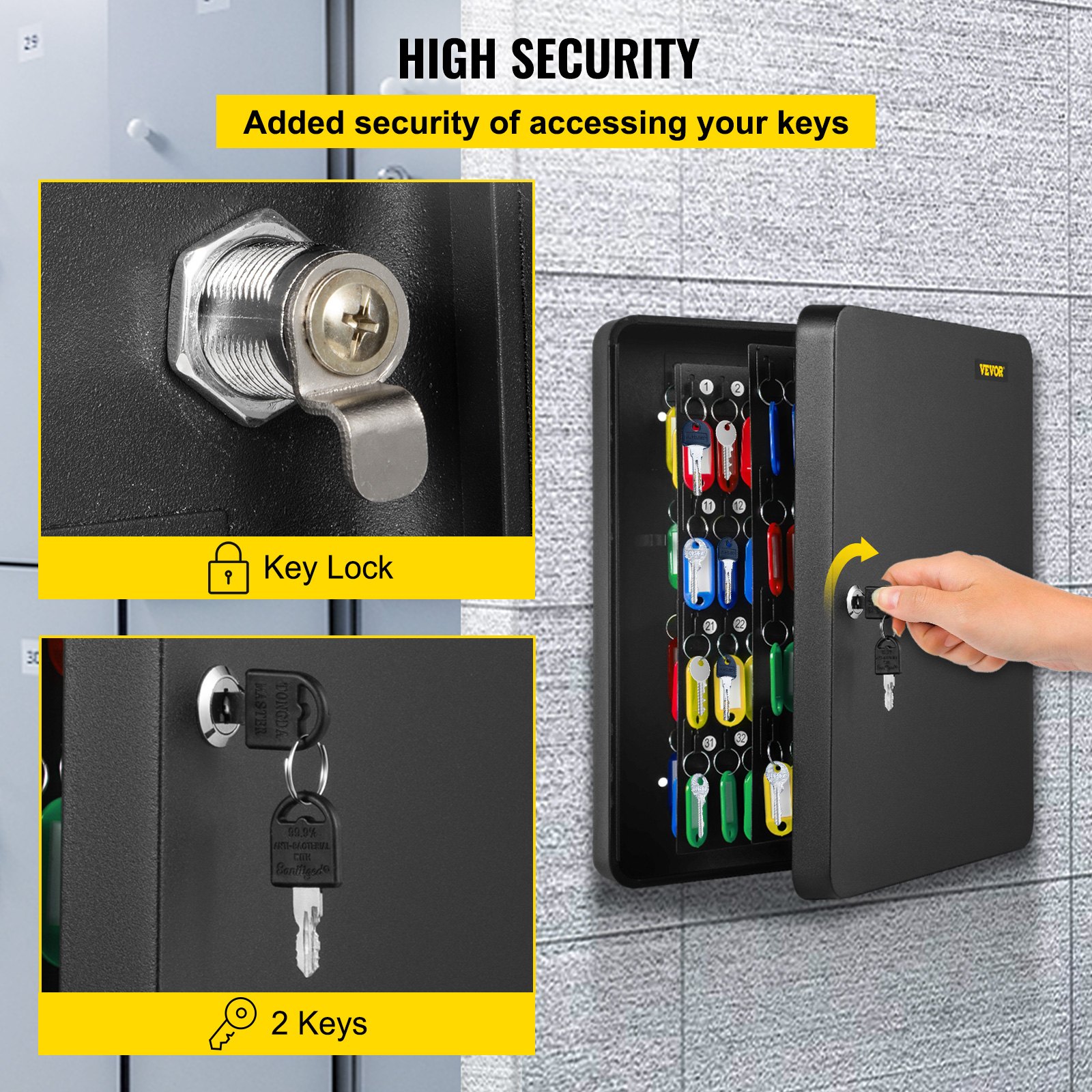 VEVOR Key Cabinet, 240 Large Capacity Key Box, Key Lock Cabinet Steel ...