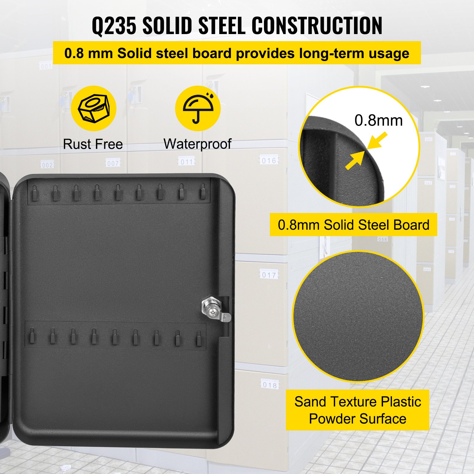 VEVOR Key Cabinet, 72 Position, Q235 Steel Key Lock Box with 72 Key ...