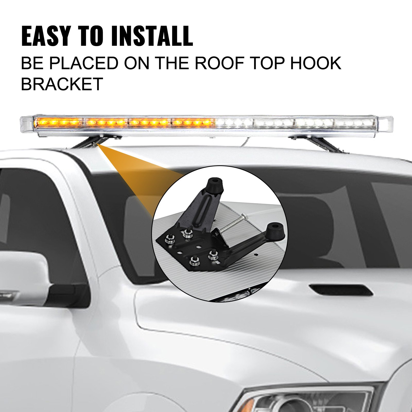 80W Strobe Light Bar Amber White Emergency Beacon Warn Tow Truck ...