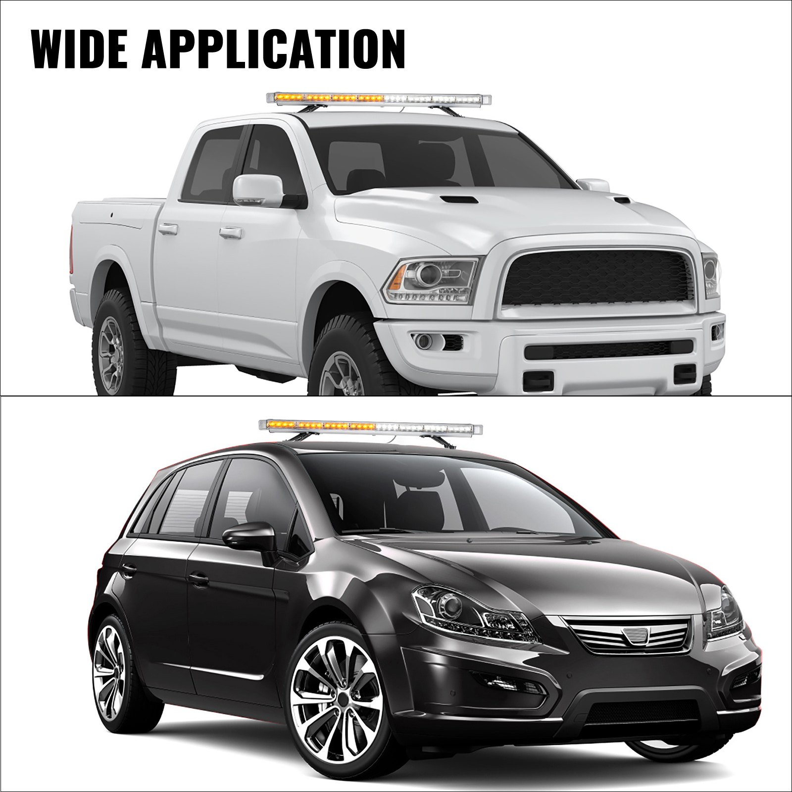80W Strobe Light Bar Amber White Emergency Beacon Warn Tow Truck ...