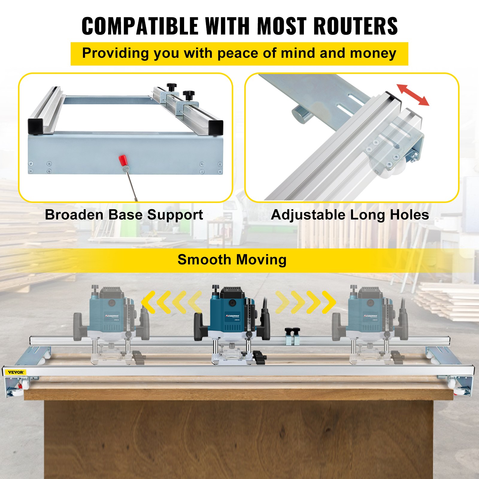 VEVOR Router Sled, 60 inches / 152.4cm Width, Slab Guide Jig for ...