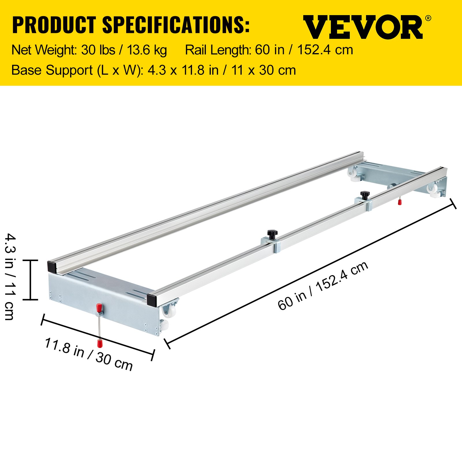 VEVOR Router Sled, 60 inches / 152.4cm Width, Slab Guide Jig for ...