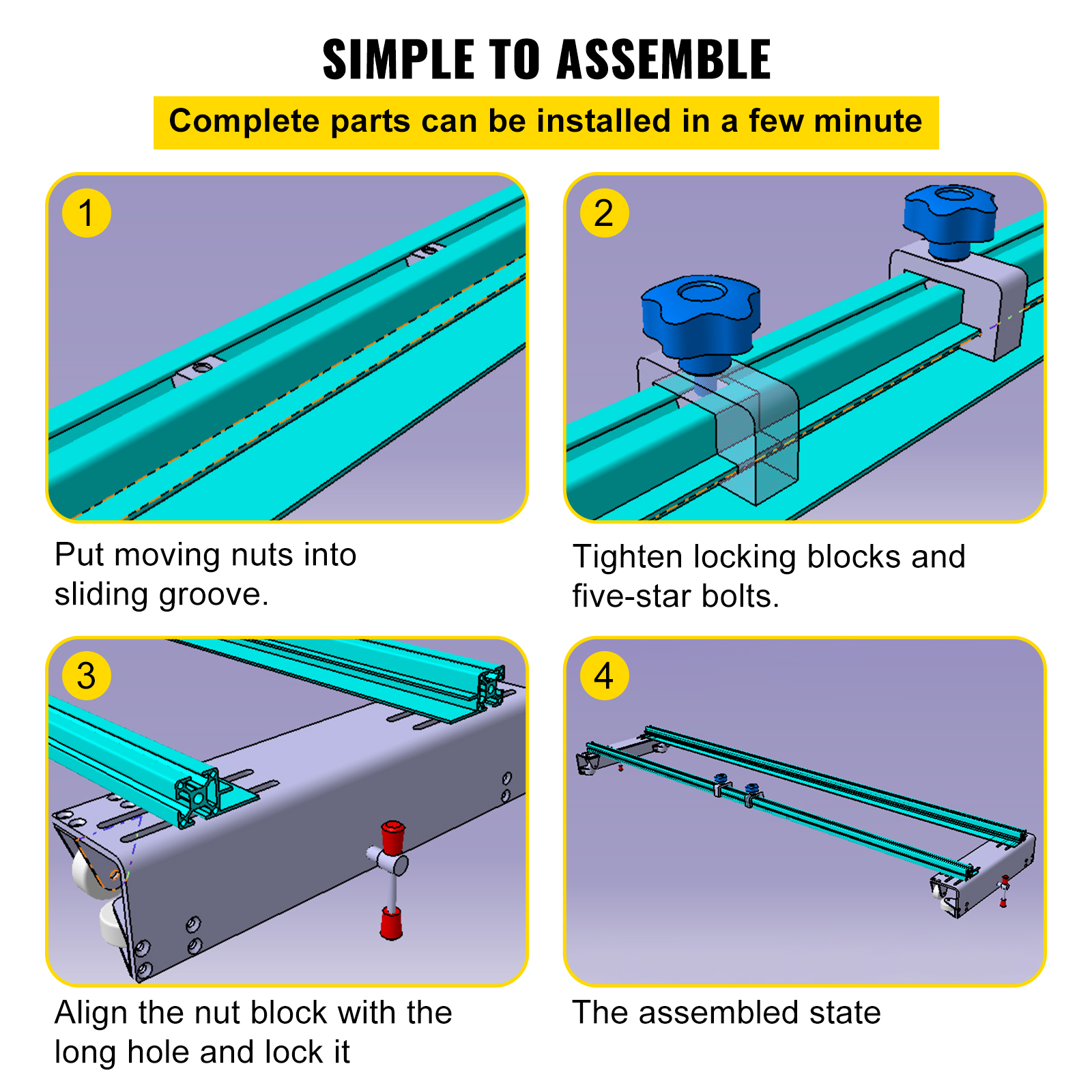 VEVOR VEVOR Router Sled Slab Jig 64" w/ Locking Function portable for ...