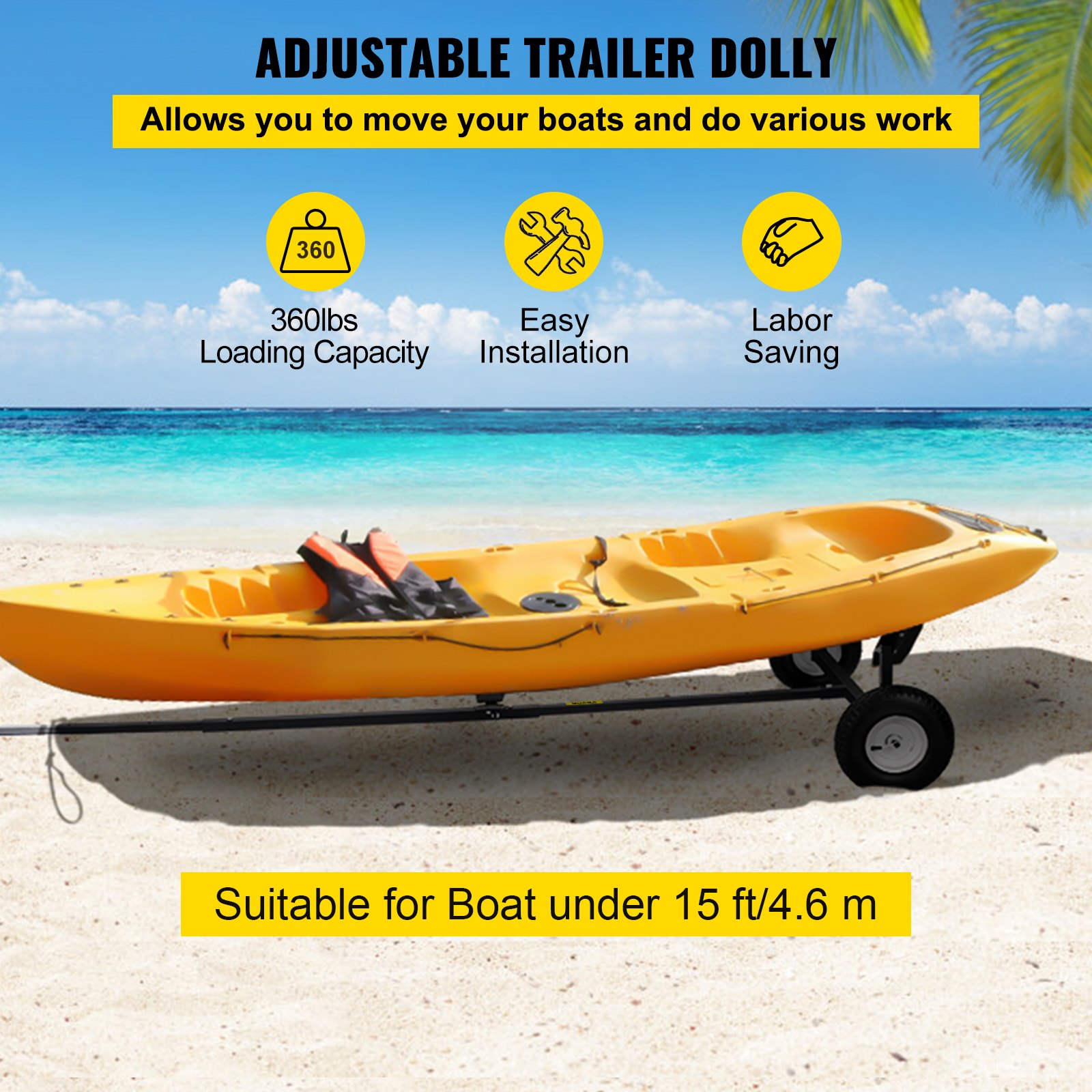 VEVOR Boat Trailer Dolly, 360 lbs Load Capacity Boat Trailer, Hand ...